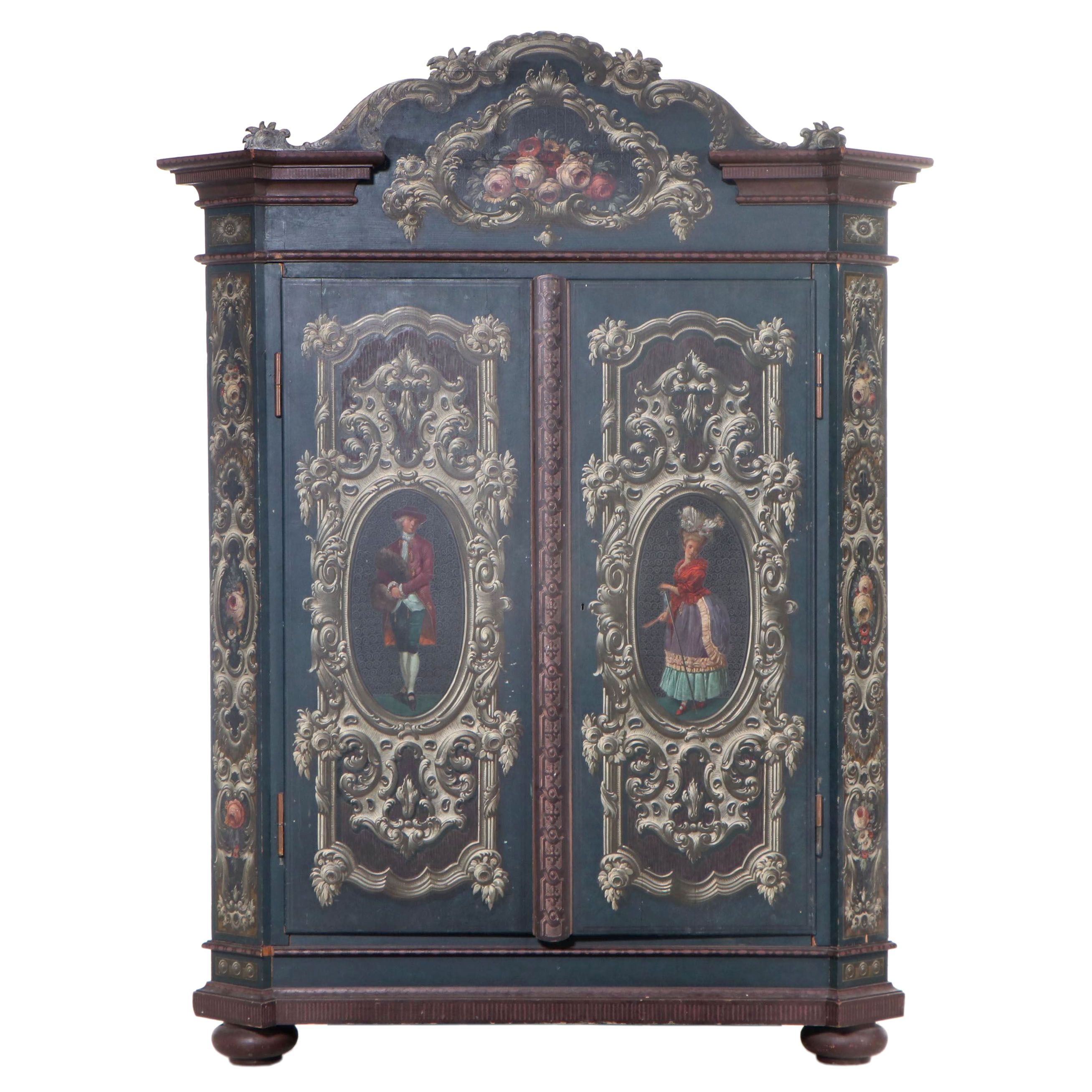 Central European Rococo Paint-Decorated Armoire, 19th Century | EBTH