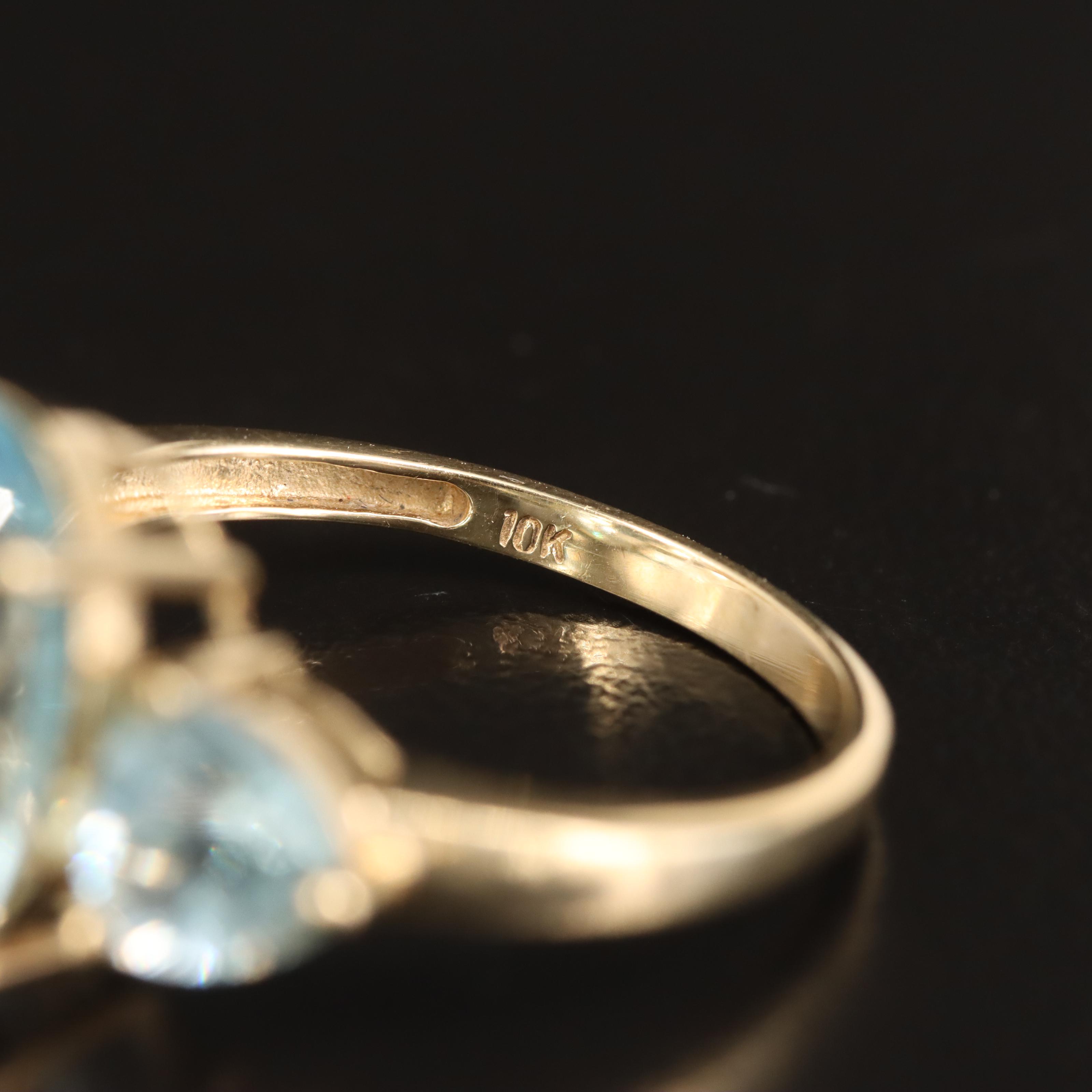 10K Sky Blue Topaz Three Stone Ring | EBTH