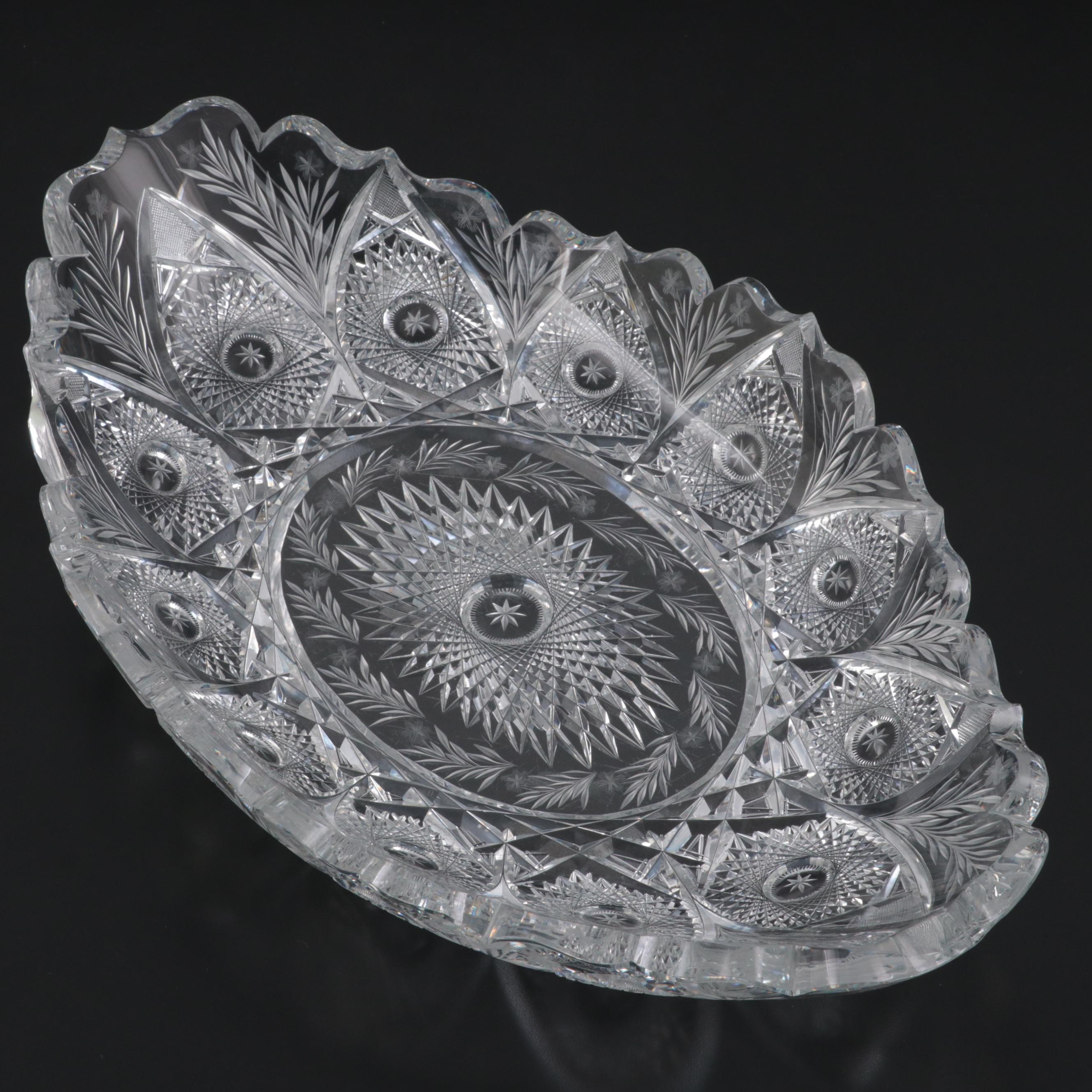 Pairpoint "Berwick" American Brilliant Cut Glass Ice Cream Tray, Early ...