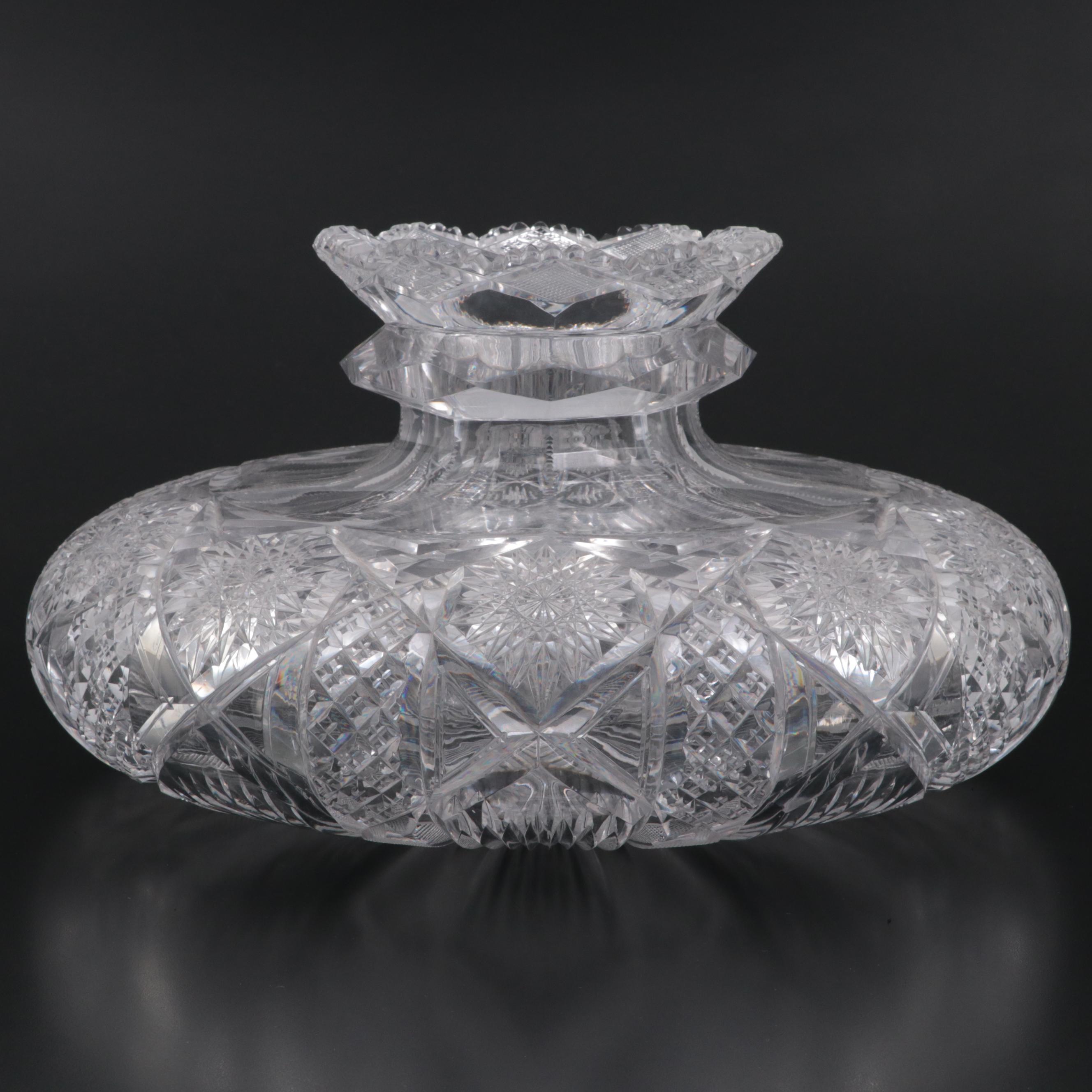 Libbey "Empress" American Brilliant Cut Glass Centerpiece Vase, Early ...