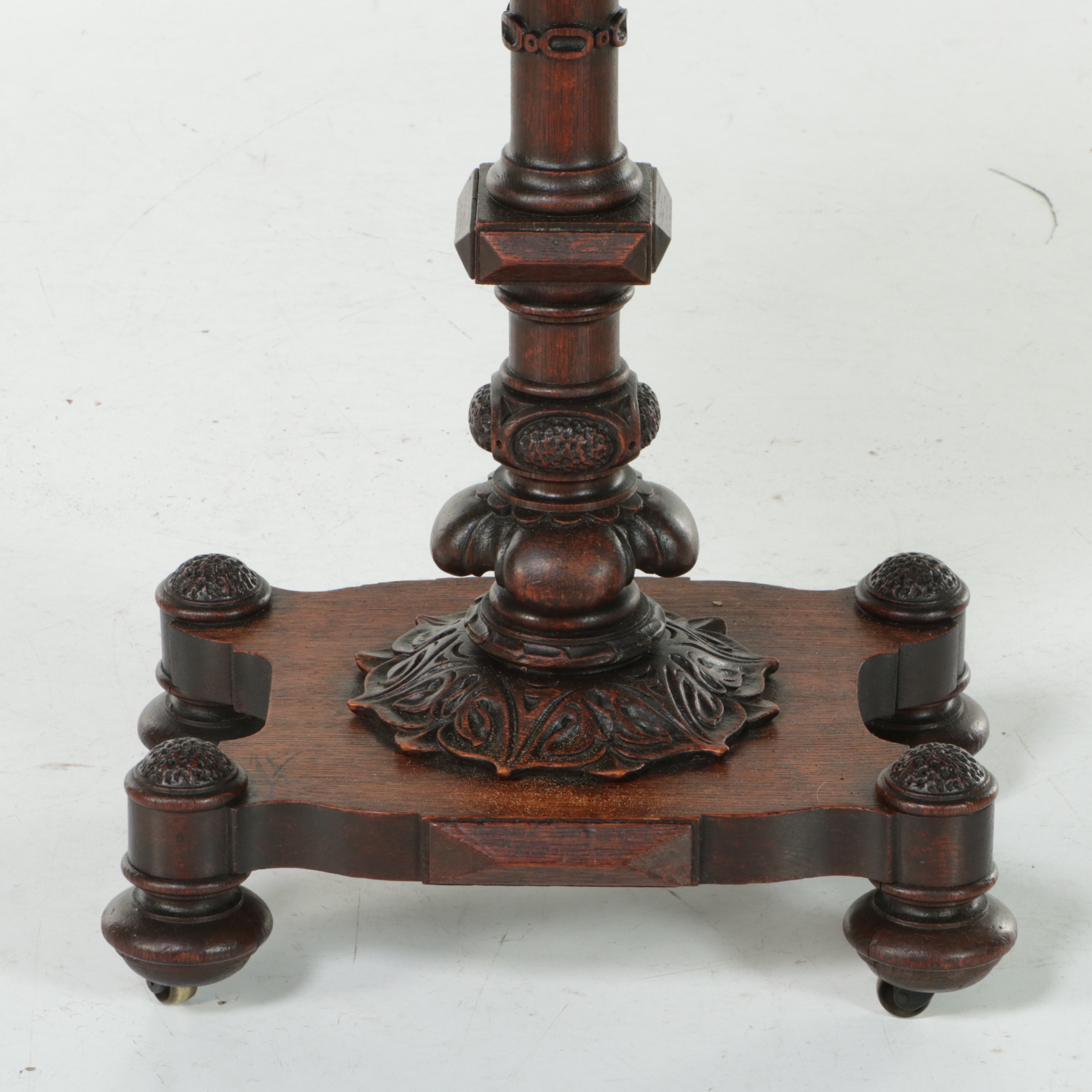 Victorian Elizabethan Revival Carved Oak Teapoy, Circa 1870 ...