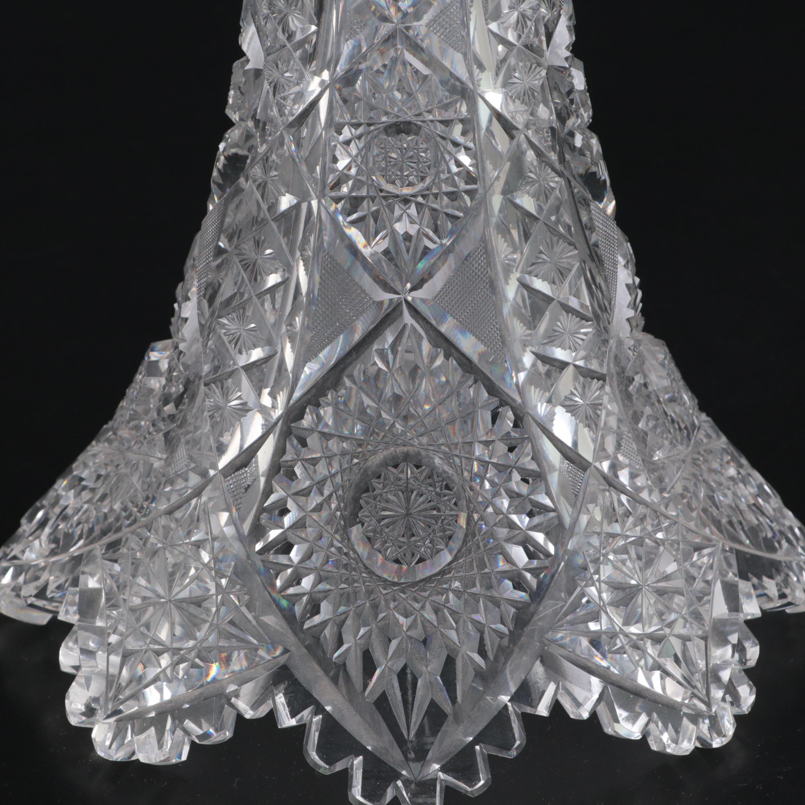 Clark American Brilliant Cut Glass Brunswick Star Mushroom Lamp with ...