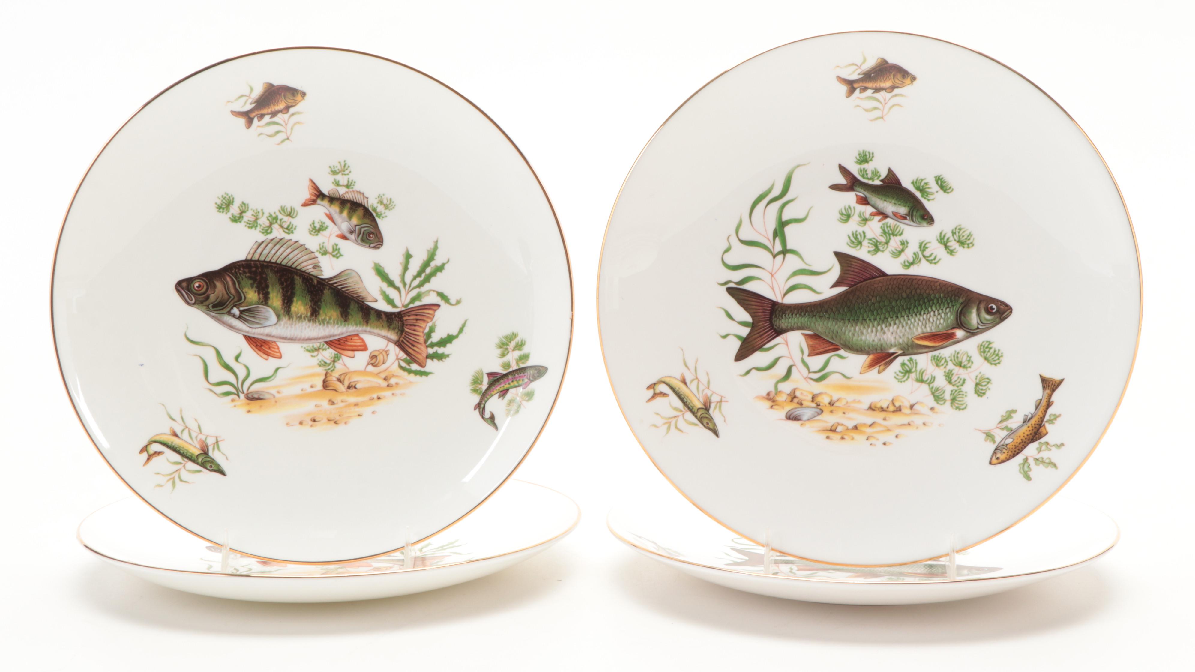 Pall Mall Ware Hand-Painted Bone China Fish Plates | EBTH
