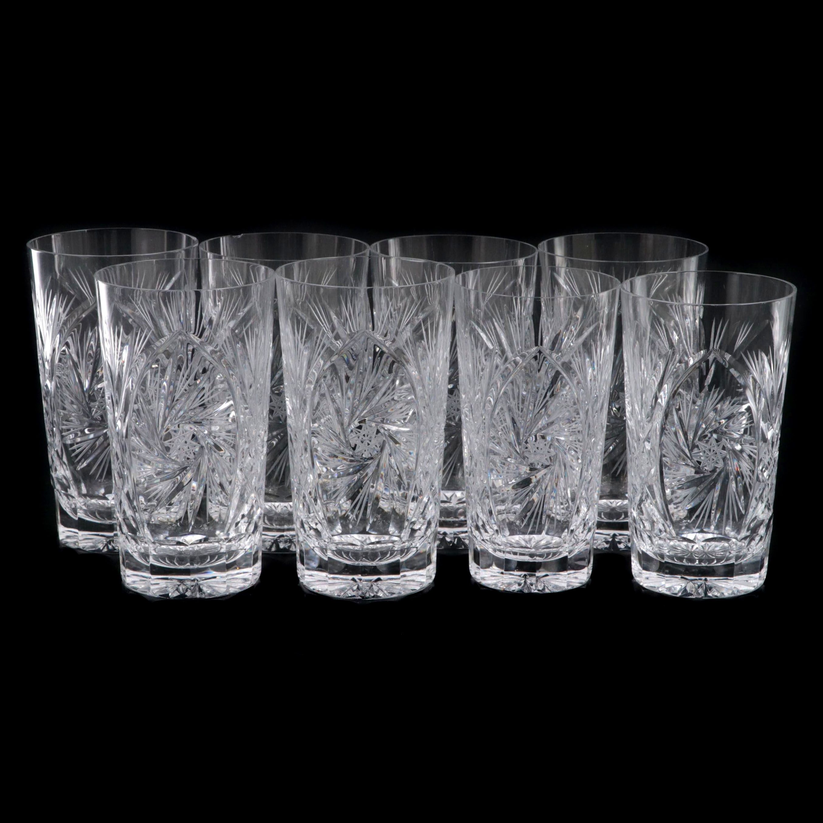 Irena Glass Factory Pinwheel and Fan Cut Glass Tumblers | EBTH