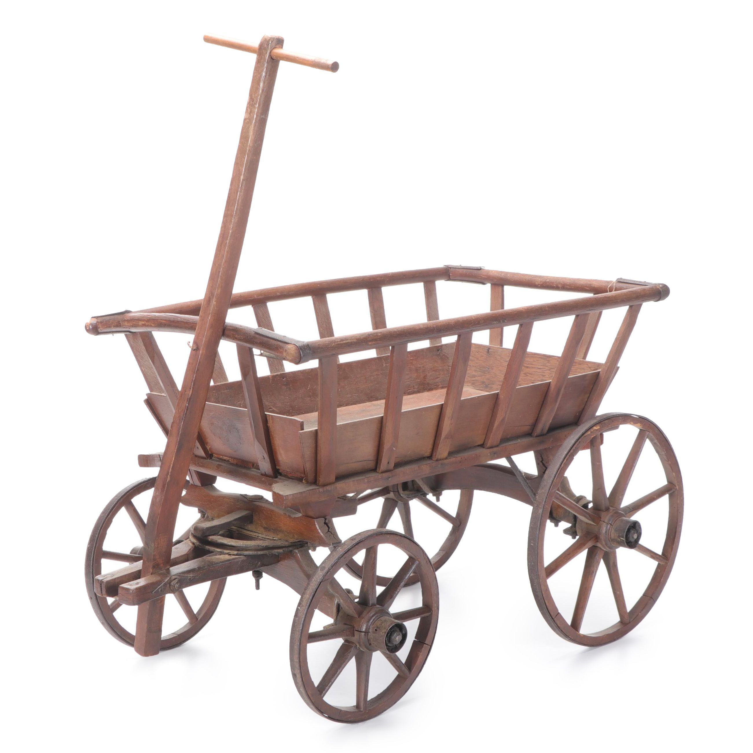 Primitive Spoked Wheel Wood Goat Cart | EBTH