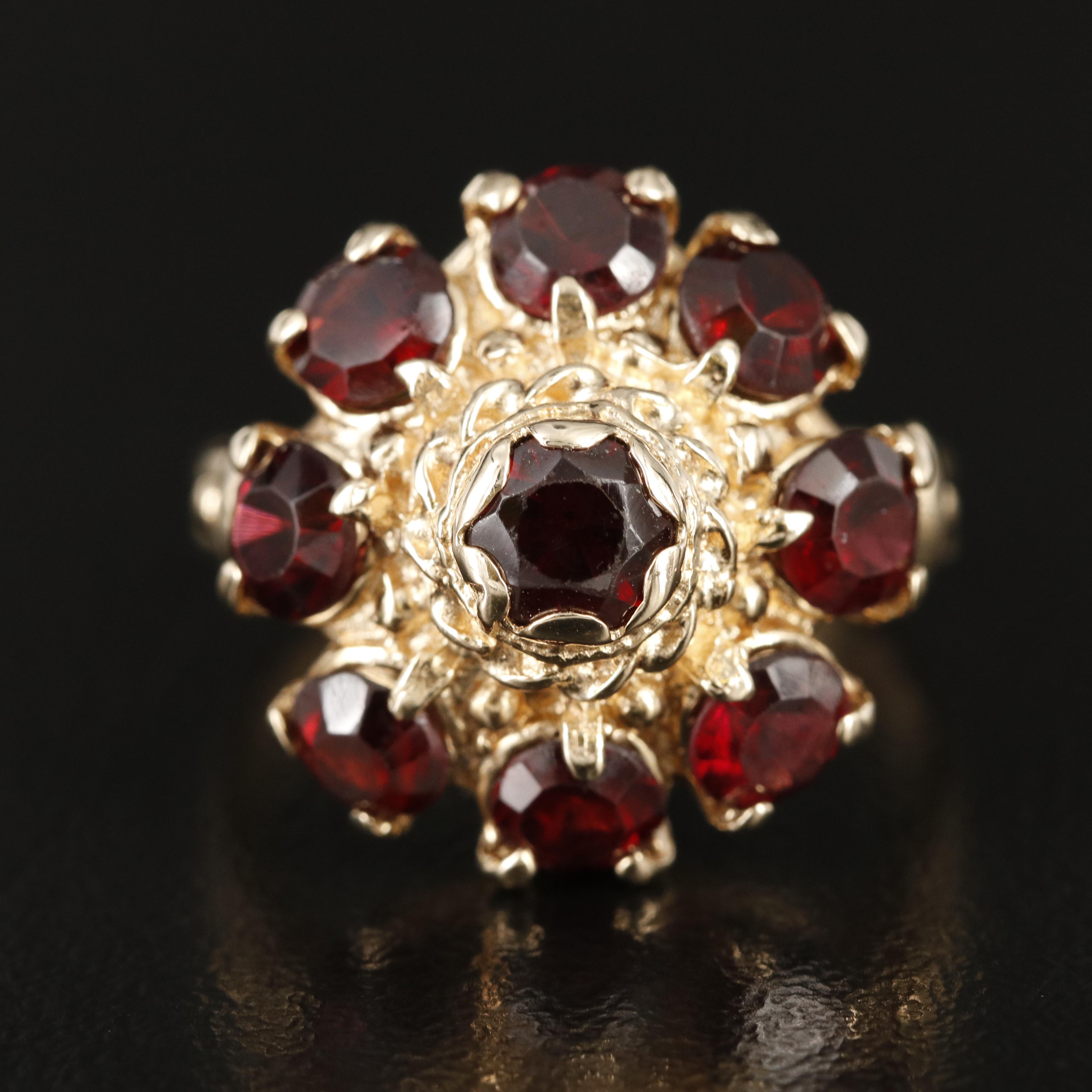 14K Garnet Cluster Ring | EBTH