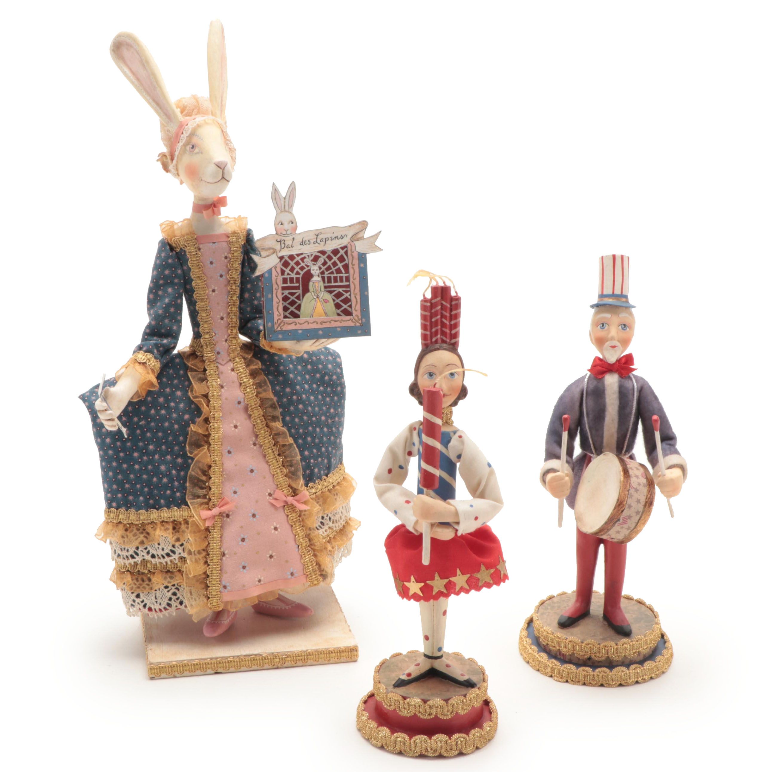 Allen Cunningham Elizabethan Rabbit and Americana Couple Figurines | EBTH