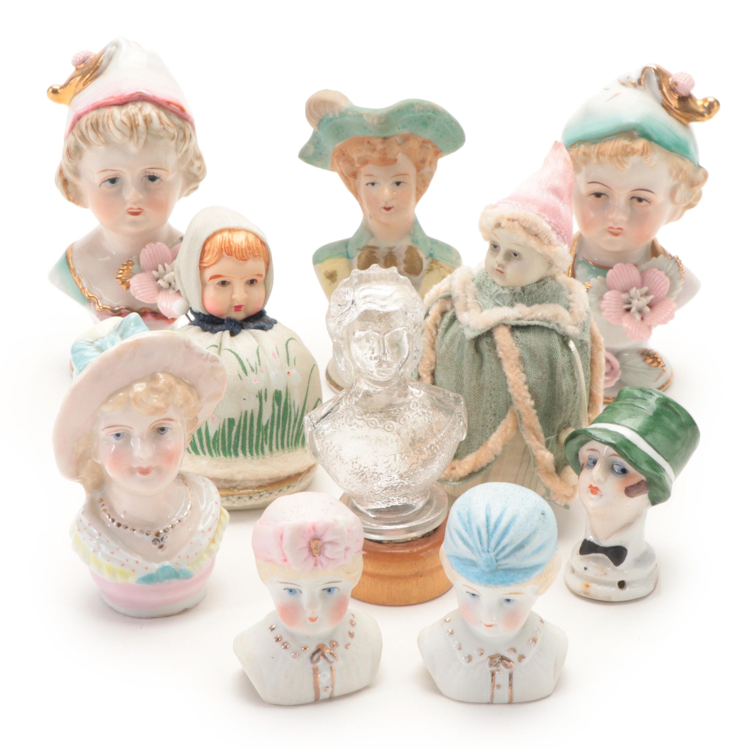 Japanese Character Rolly Poly Dolls and Other Porcelain Busts and Doll ...