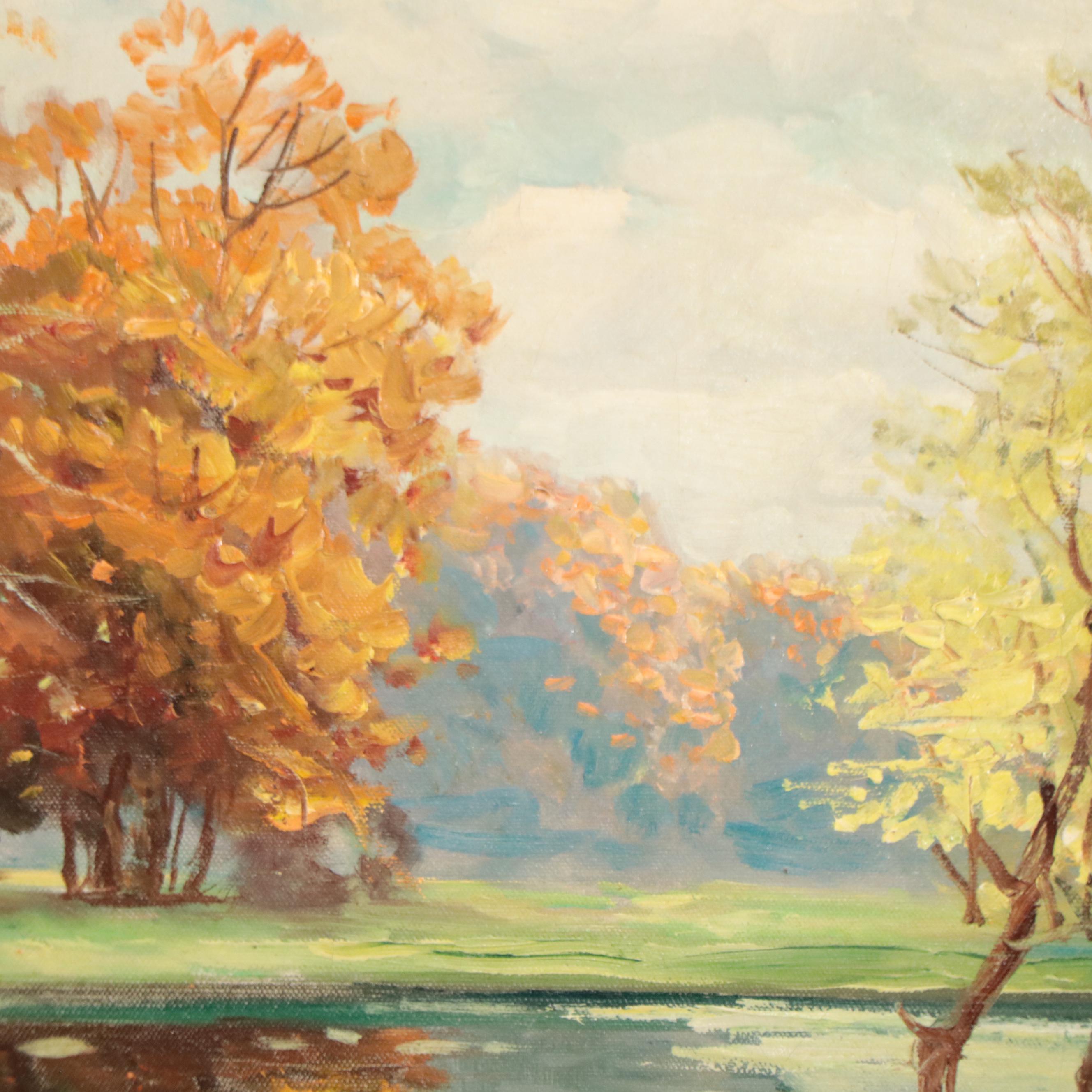 Frank Ferruzza Autumn Landscape Oil Painting | EBTH