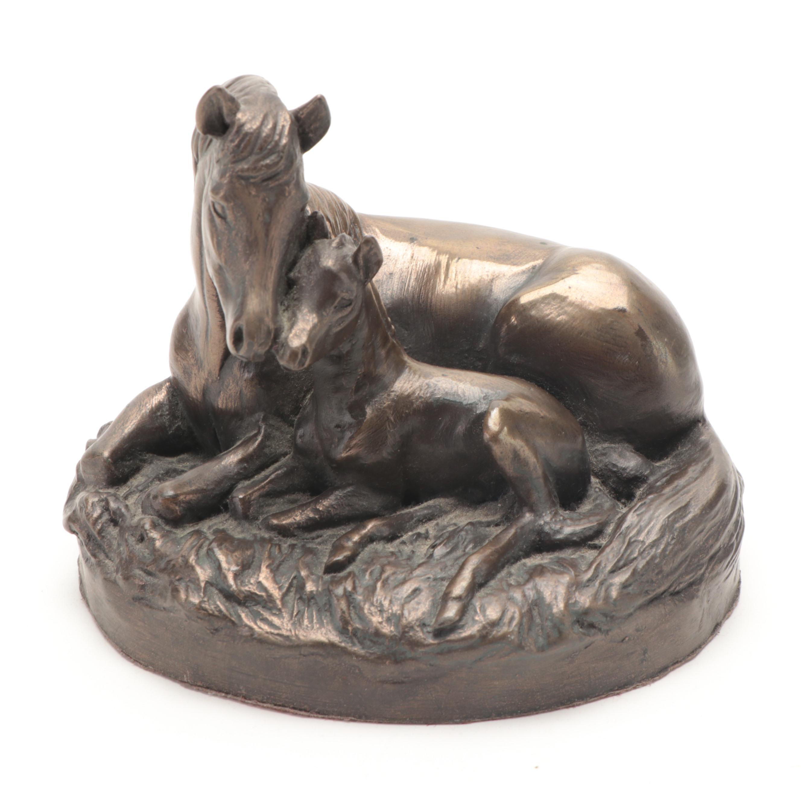 Cast Bronze Retriever, Race Horse and Jockey, Cast Resin Mare and Foal ...