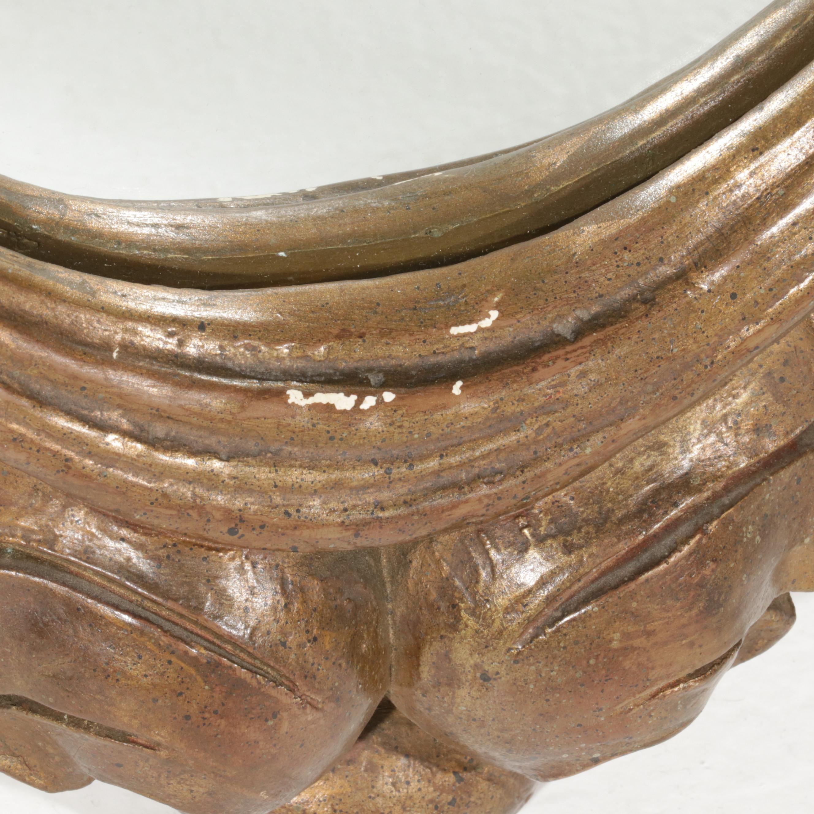 Pair of Baroque Style Gilt Bronze Finished Shield-Shaped Wall Mirrors ...