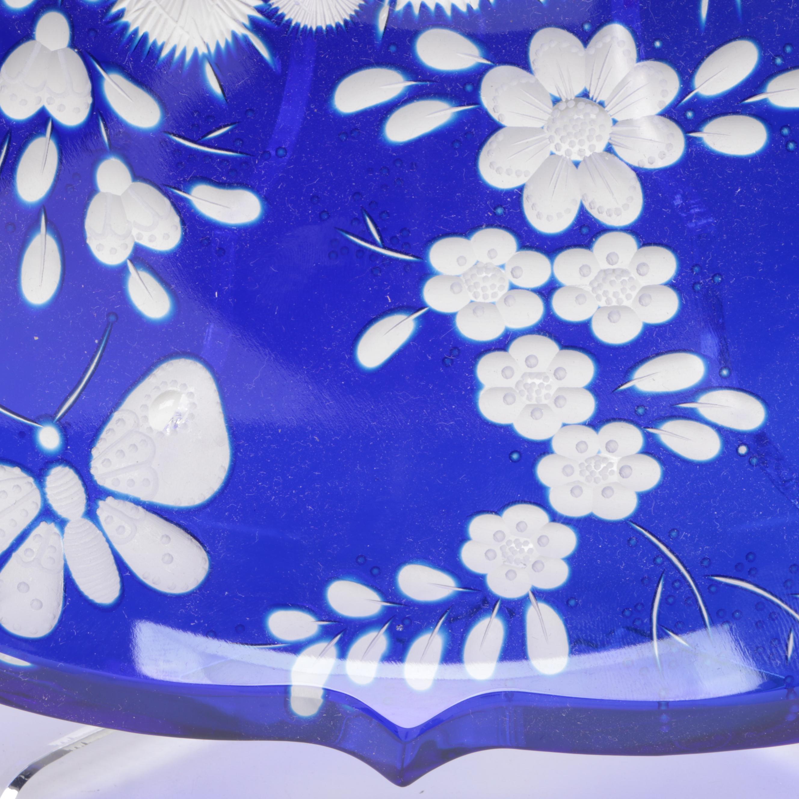 Meissen Cobalt Blue Cut to Clear Chrysanthemum Crystal Plate and Bowl ...