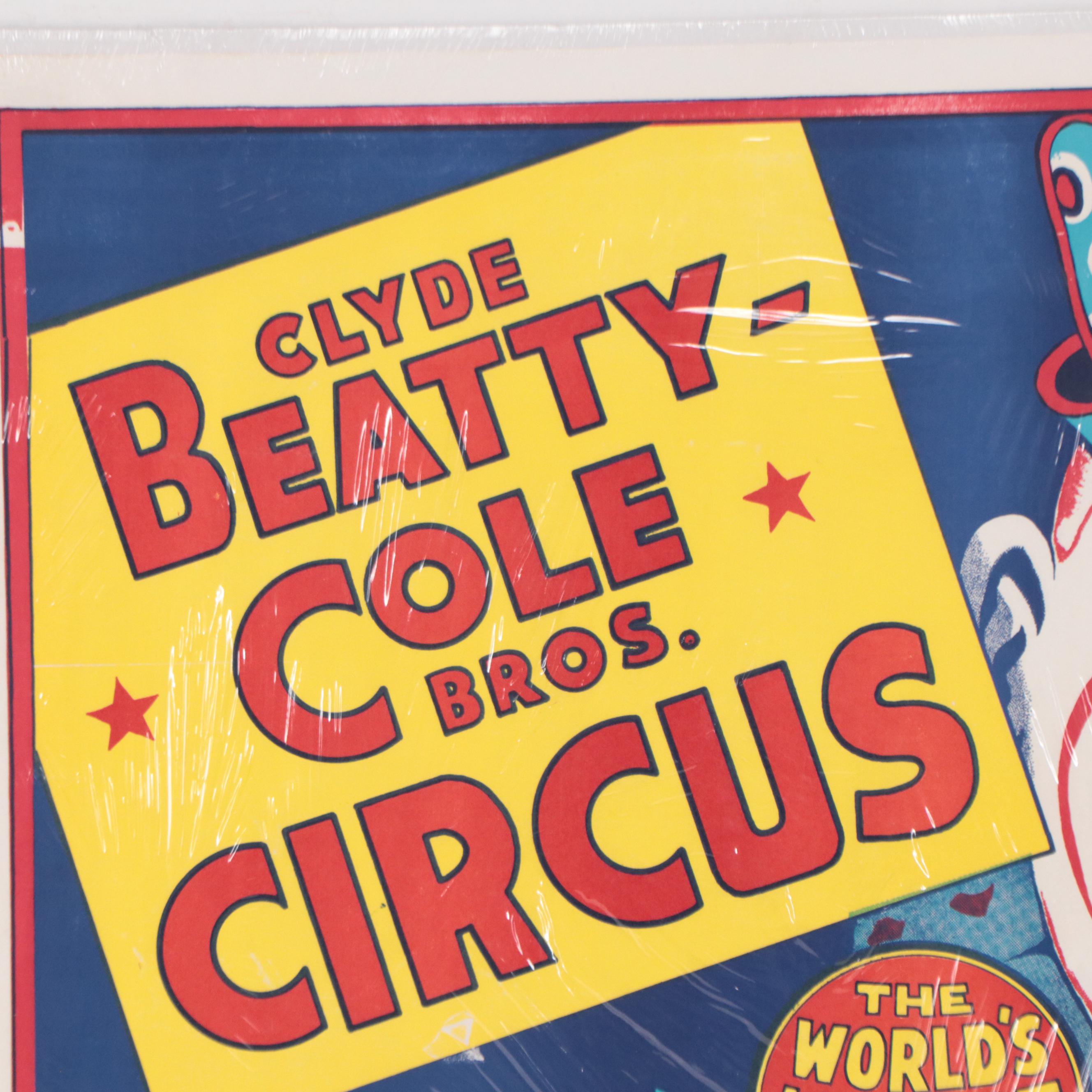 Clyde Beatty-Cole Bros. Circus Advertising Poster, circa 1940 | EBTH