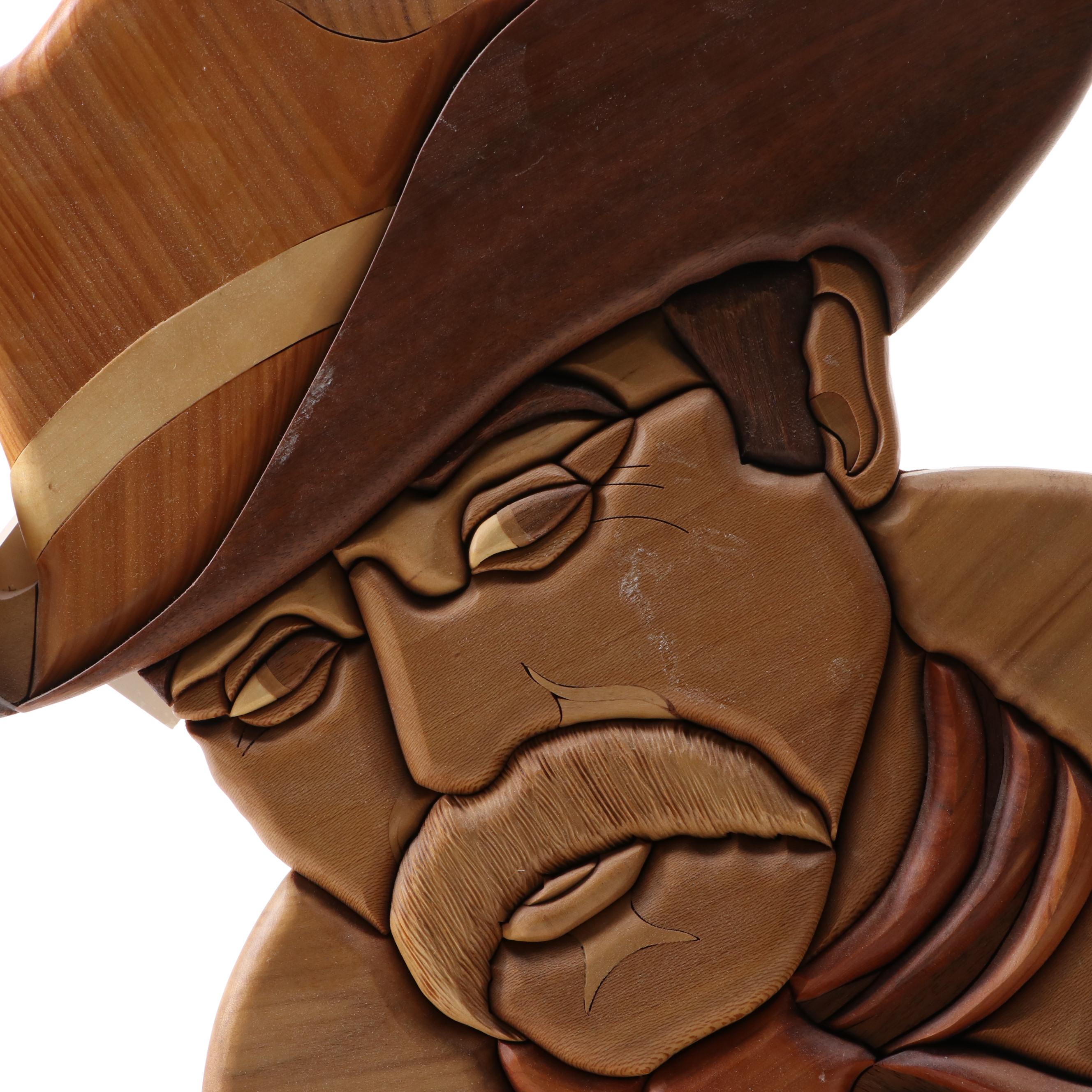 Morris Berry Intarsia B Mosaic Mixed Wood Cowboy Wall Décor | EBTH