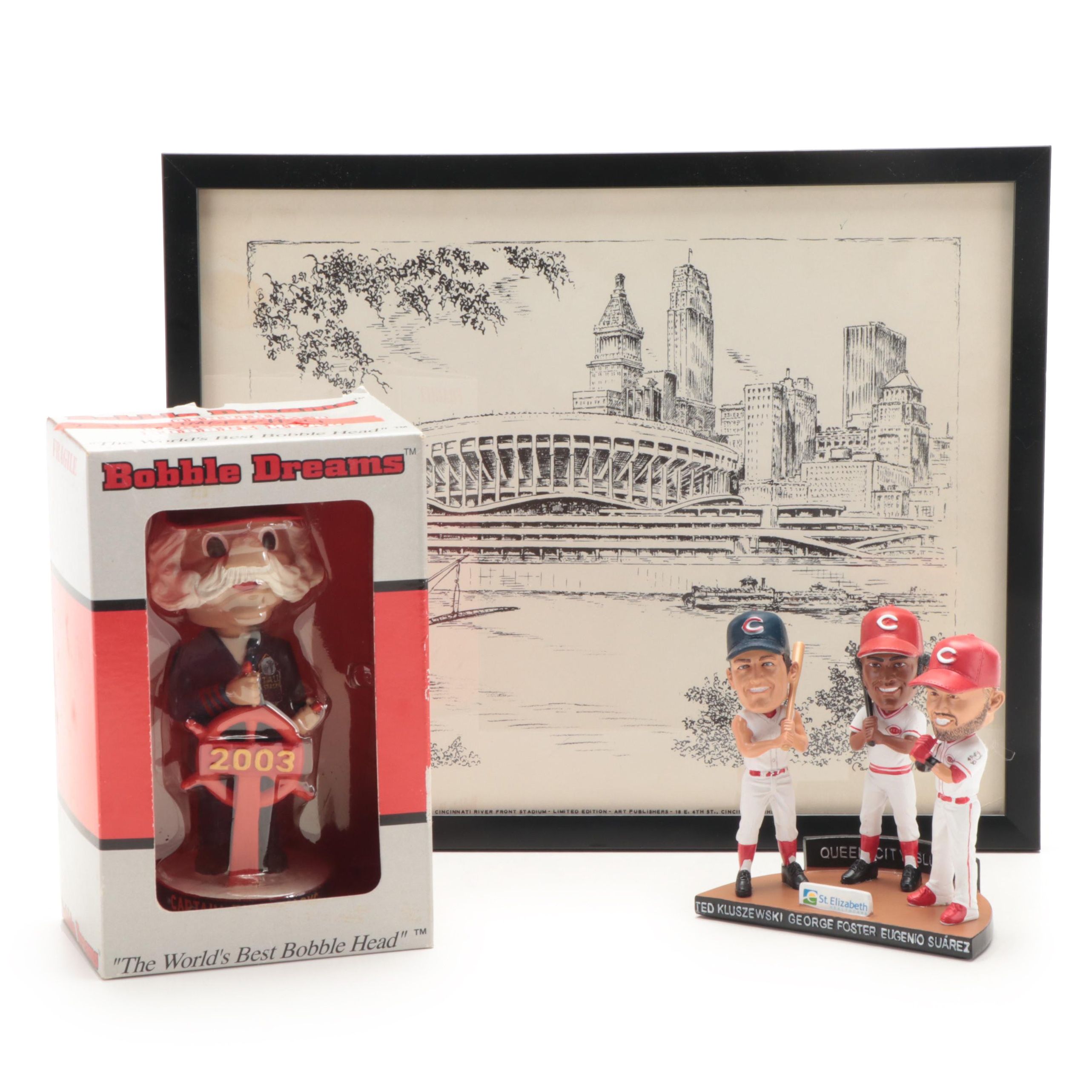 Riverfront Stadium Framed Print with Cincinnati Reds, Tall Stacks ...