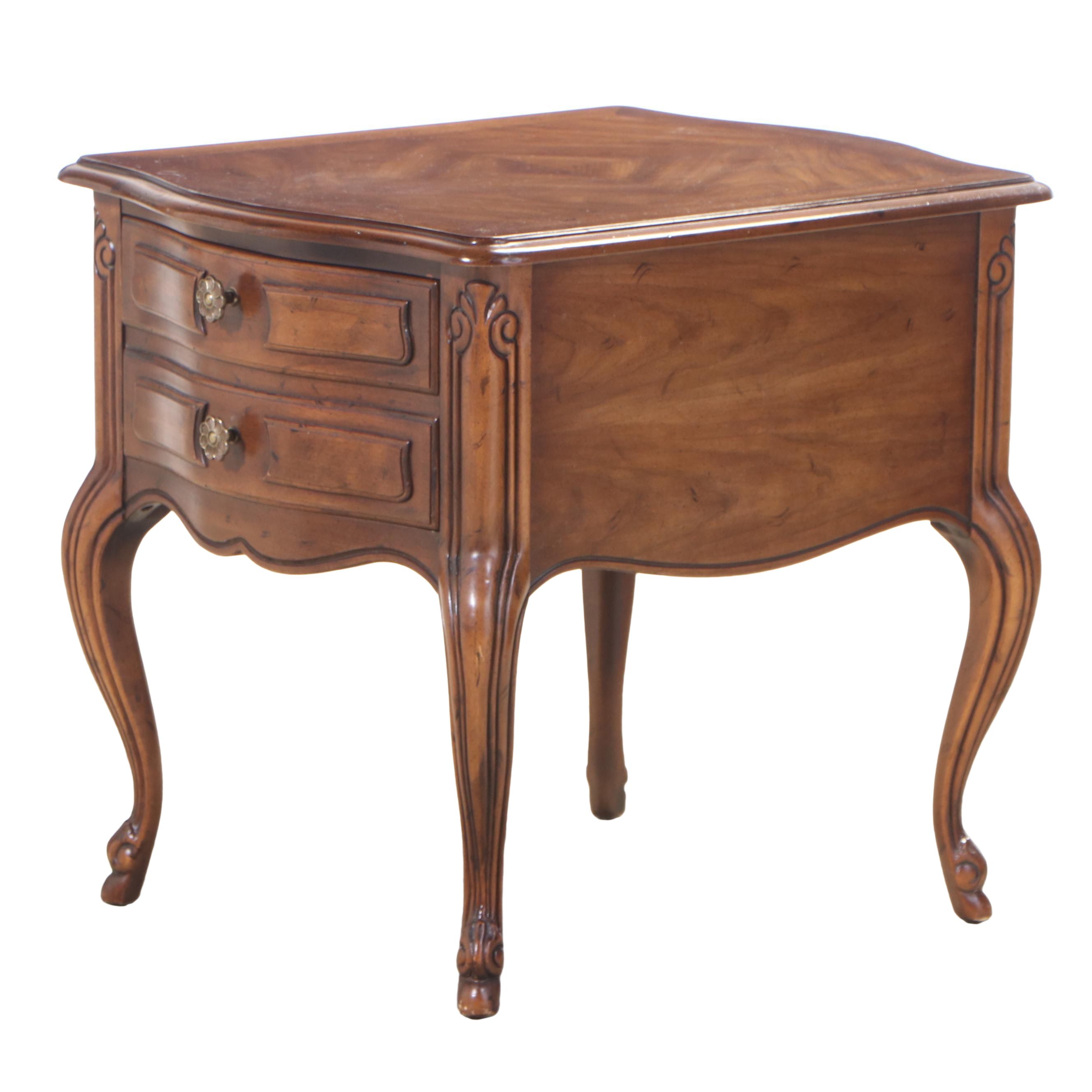 Drexel French Provincial Style Cherry End Table with Deep Drawer | EBTH
