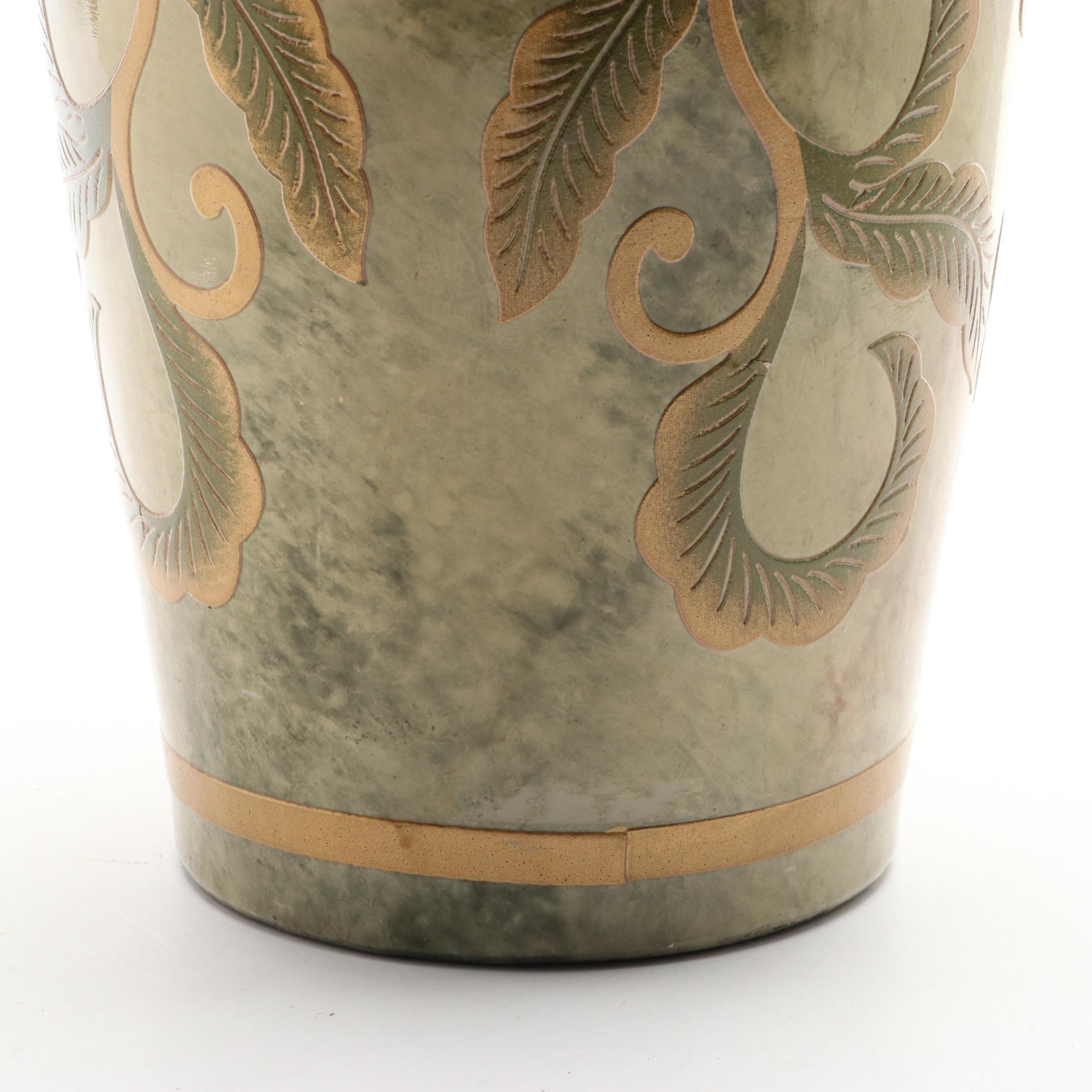 Gilded Stoneware Floor Vase | EBTH