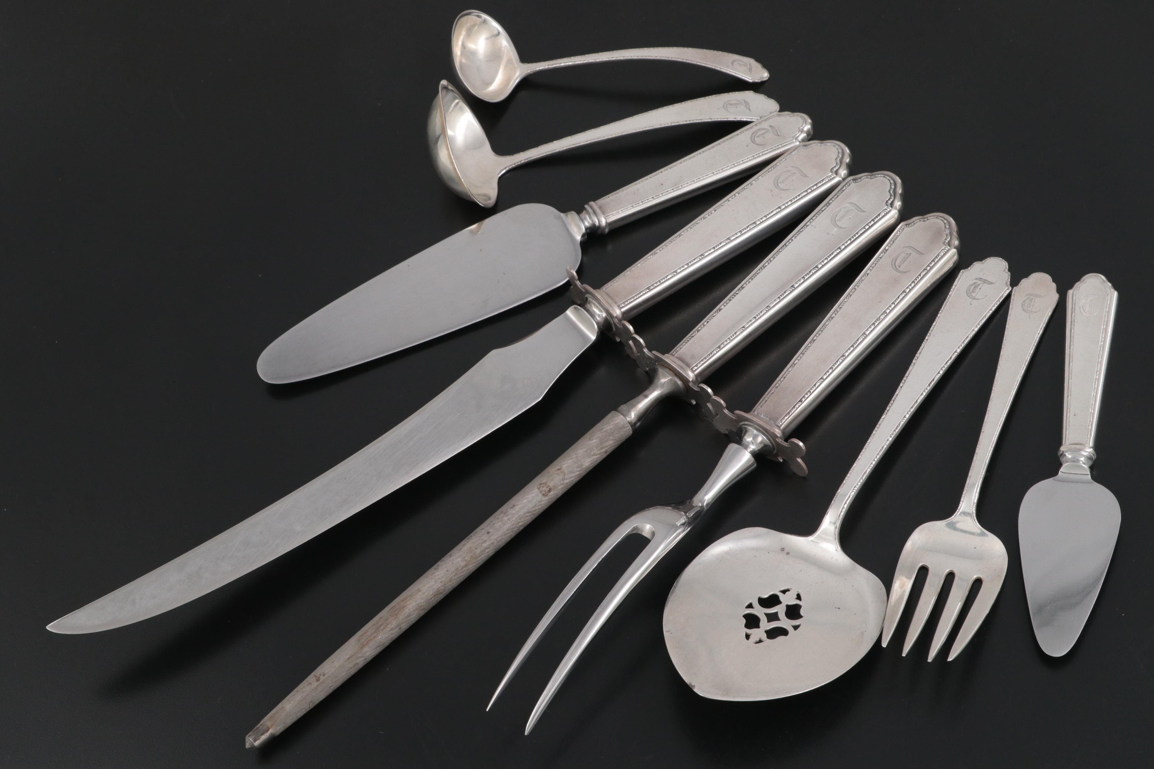 Lunt "William & Mary" Sterling Silver Flatware with Wooden Storage ...
