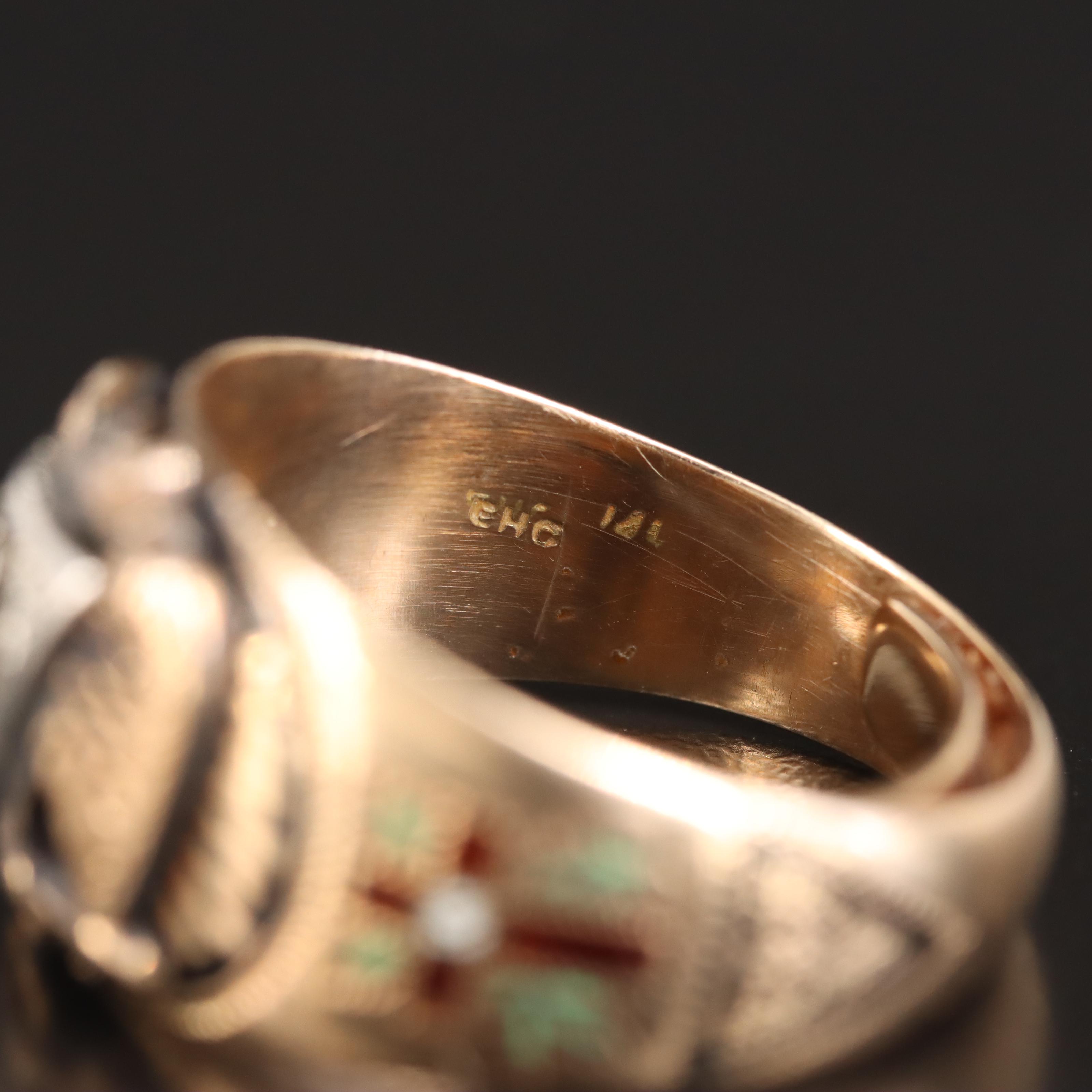 14K and Enamel Masonic Ring Mount | Everything But The House