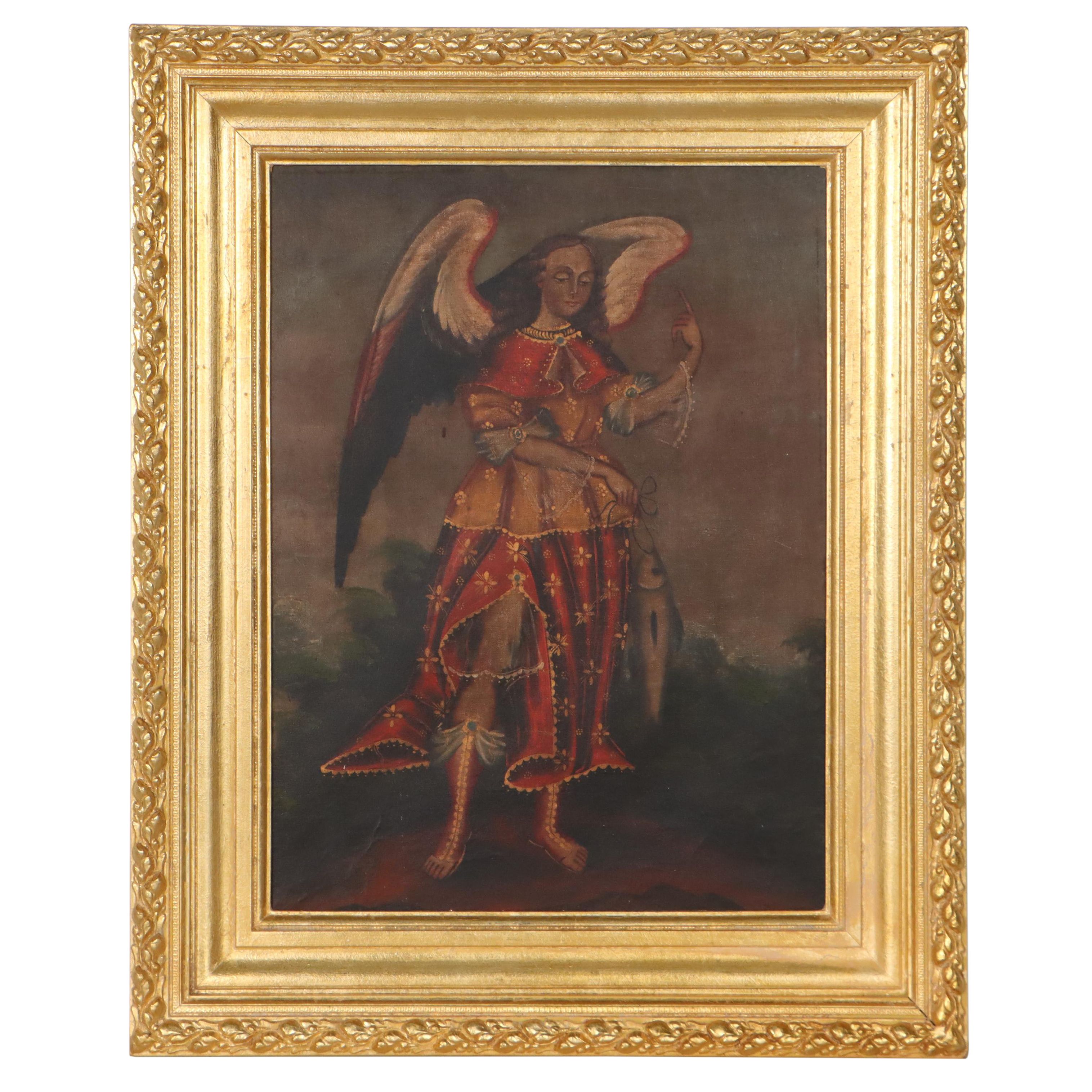 Cuzco School Style Oil Painting of Archangel Raphael | EBTH