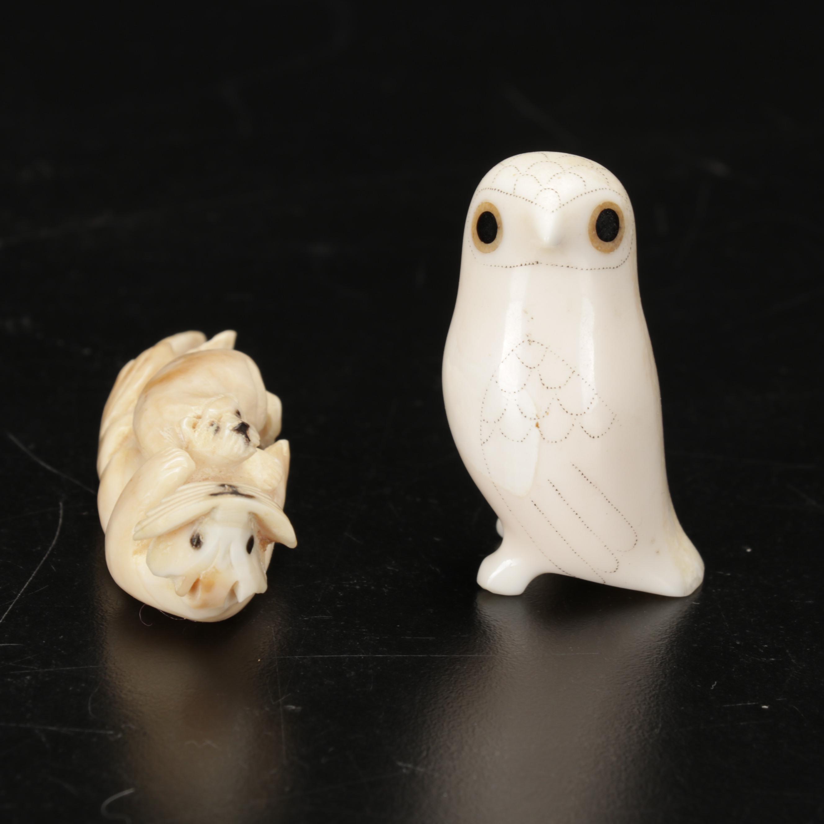 Hand-Carved Alaskan Native Craft Walrus Ivory Animal Figurines | EBTH