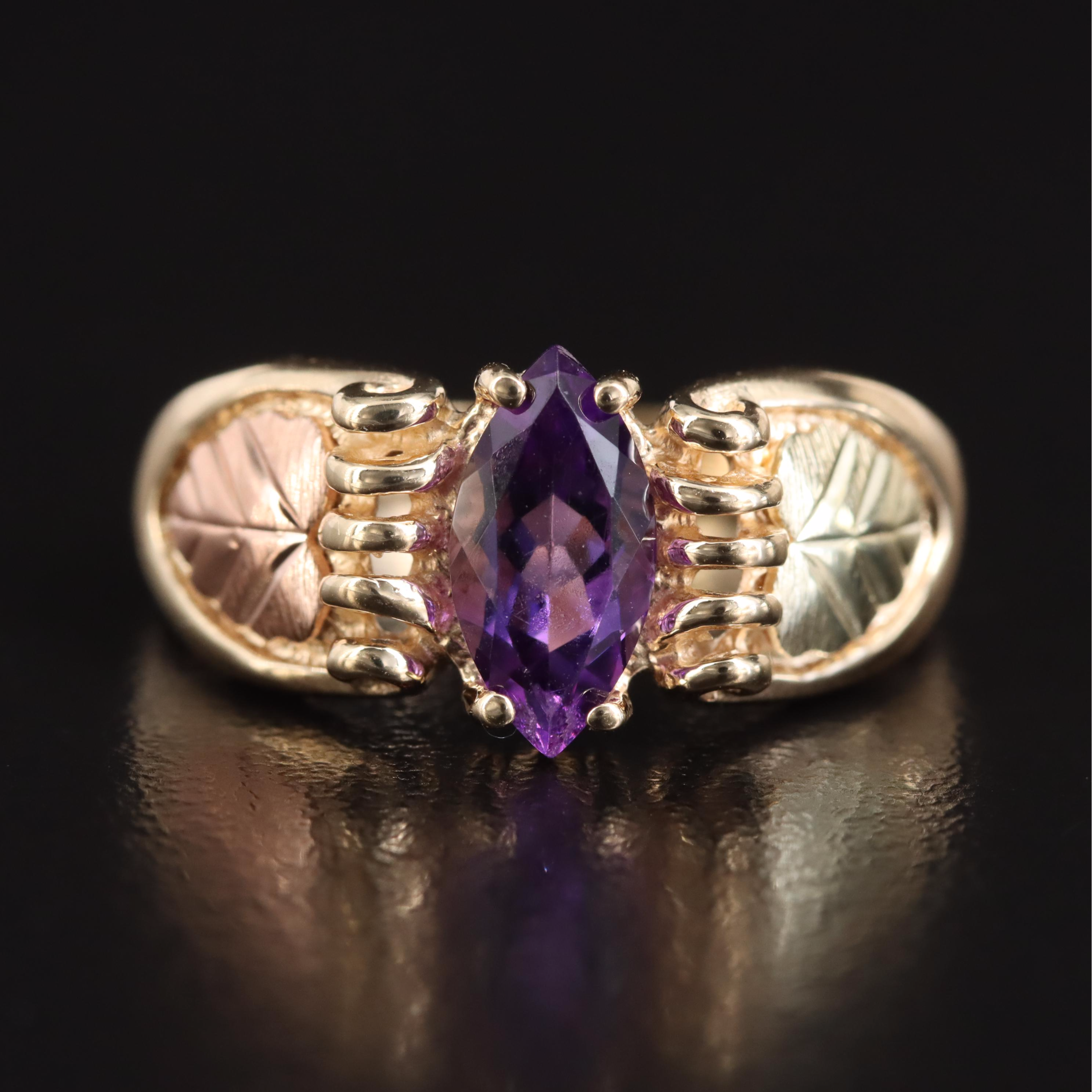 Coleman Black Hills Gold 10K Tri-Color Gold Amethyst Ring | EBTH