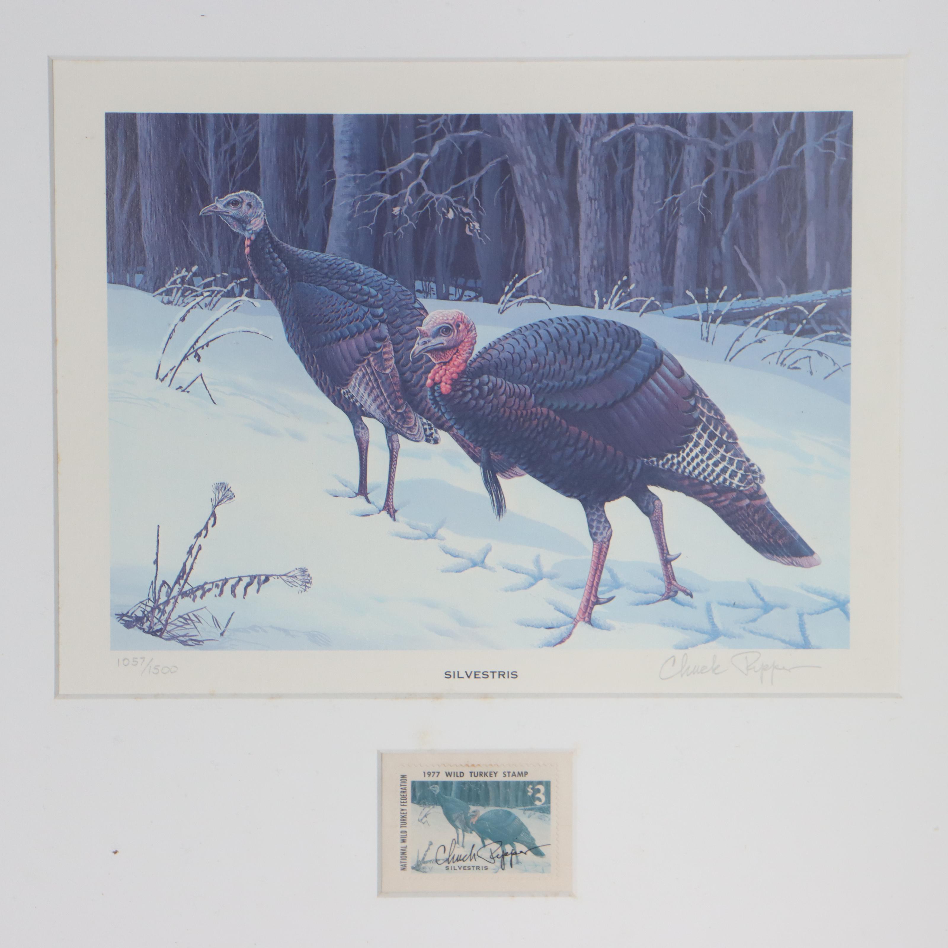 Martin Murk and Chuck Ripper Offset Lithographs With Postage Stamps | EBTH