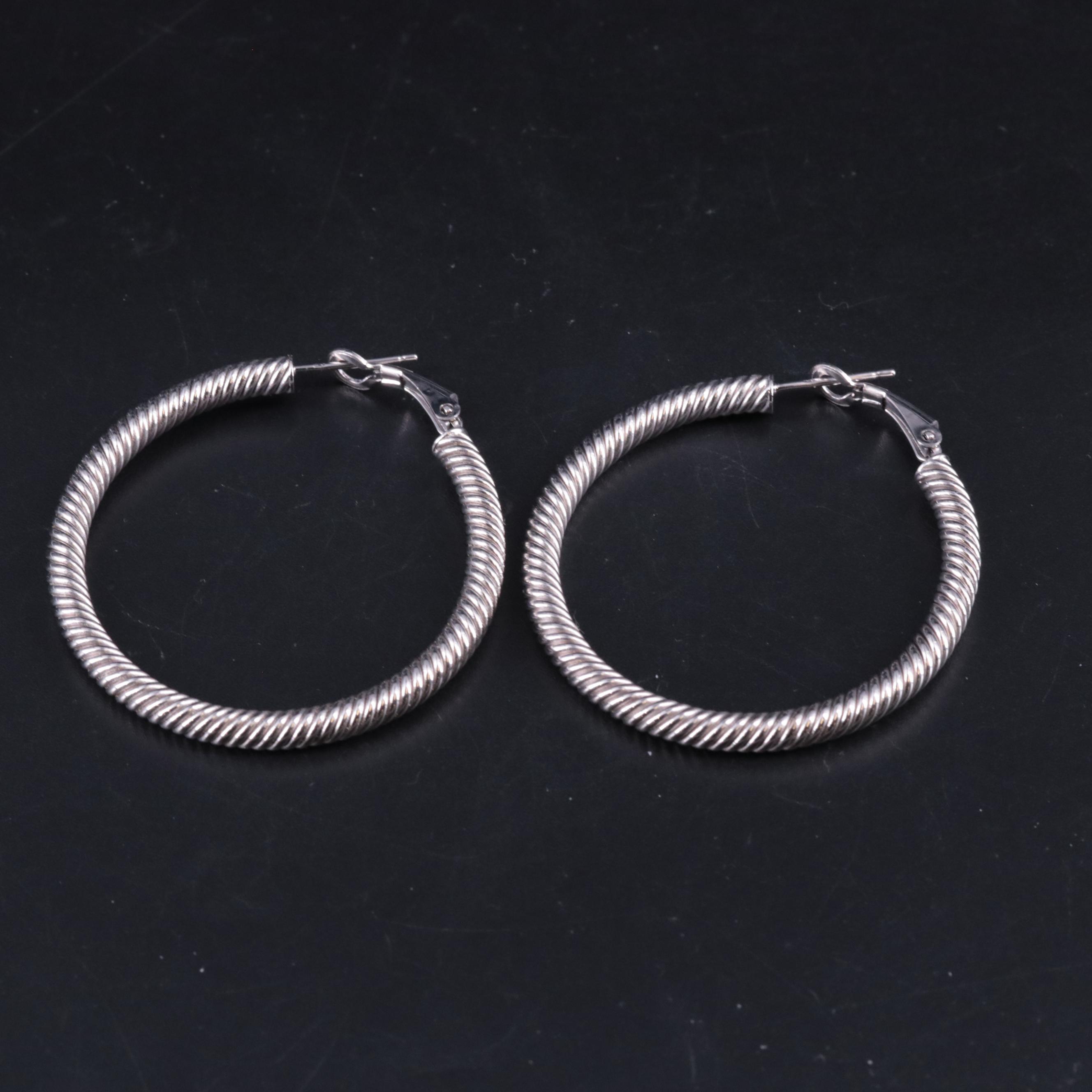 14K Latch Back Spiral Hoop Earrings | EBTH