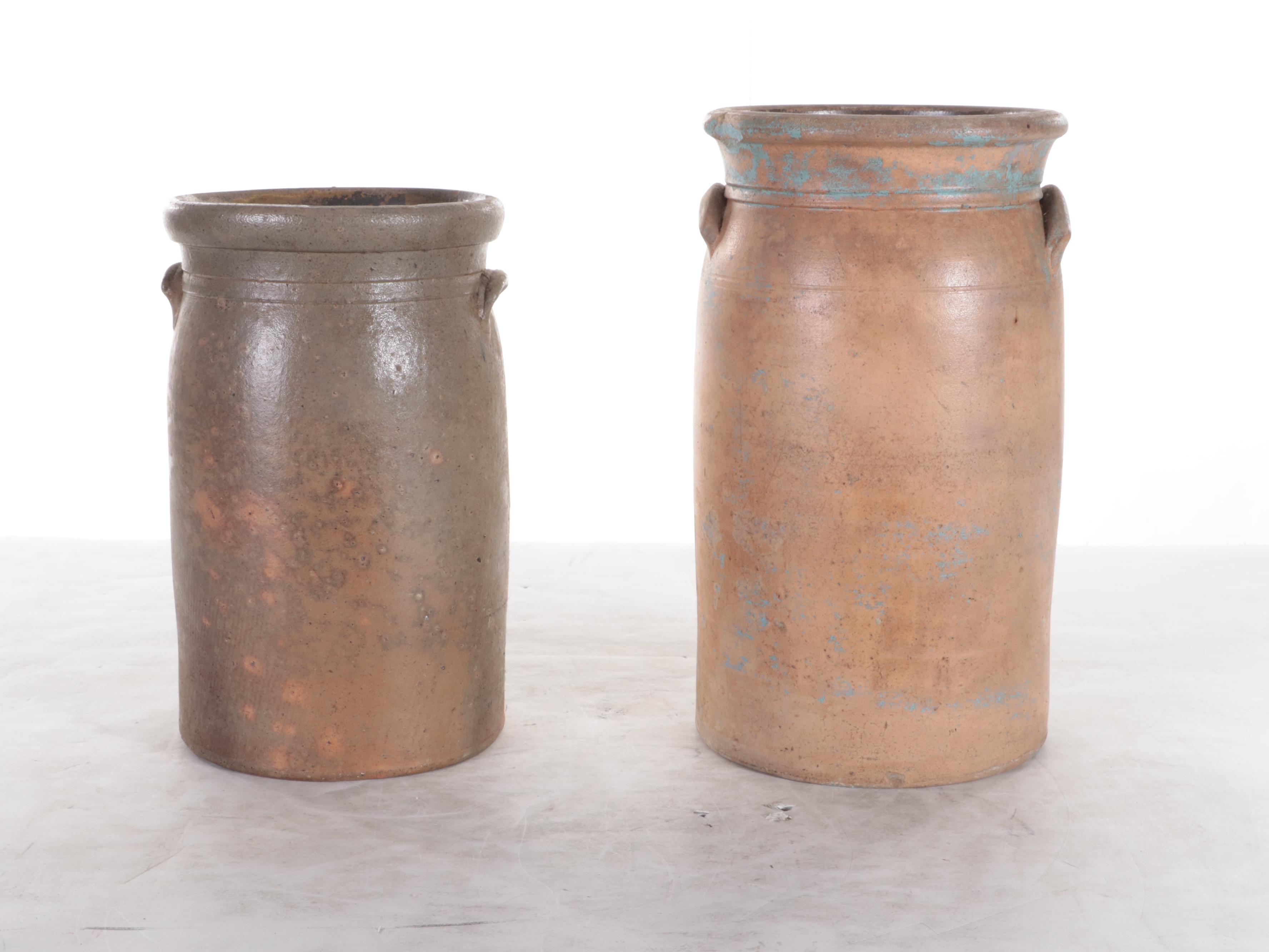 Stoneware Crock with Bee Sting Design and Five Gallon Crock with Cobalt ...