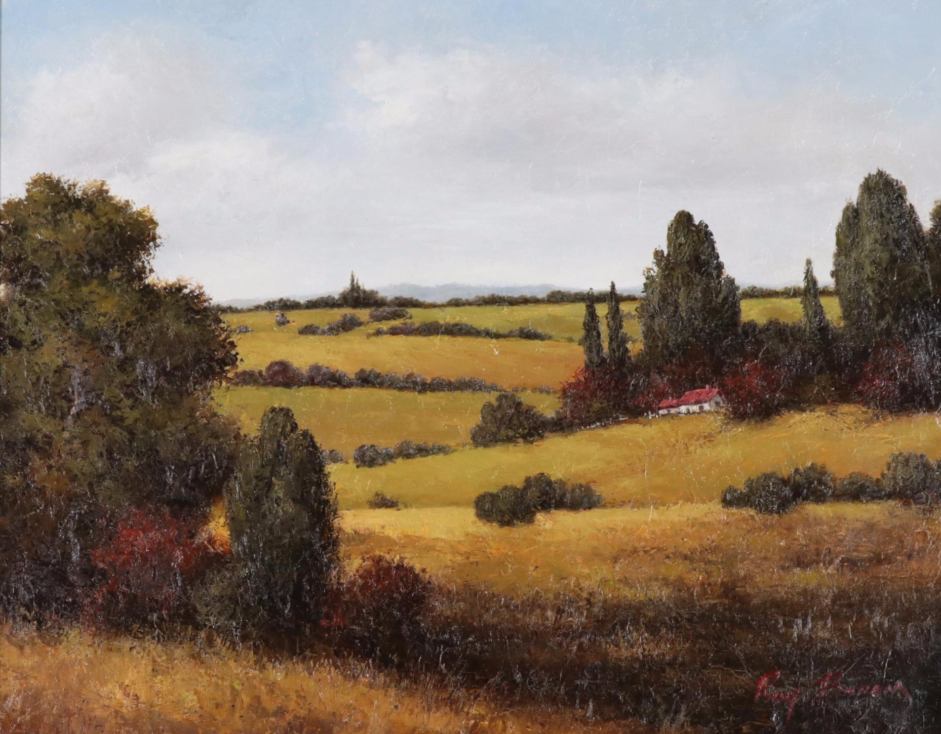 Roy Boren Rolling Hills Landscape Oil Painting, 21st Century | EBTH