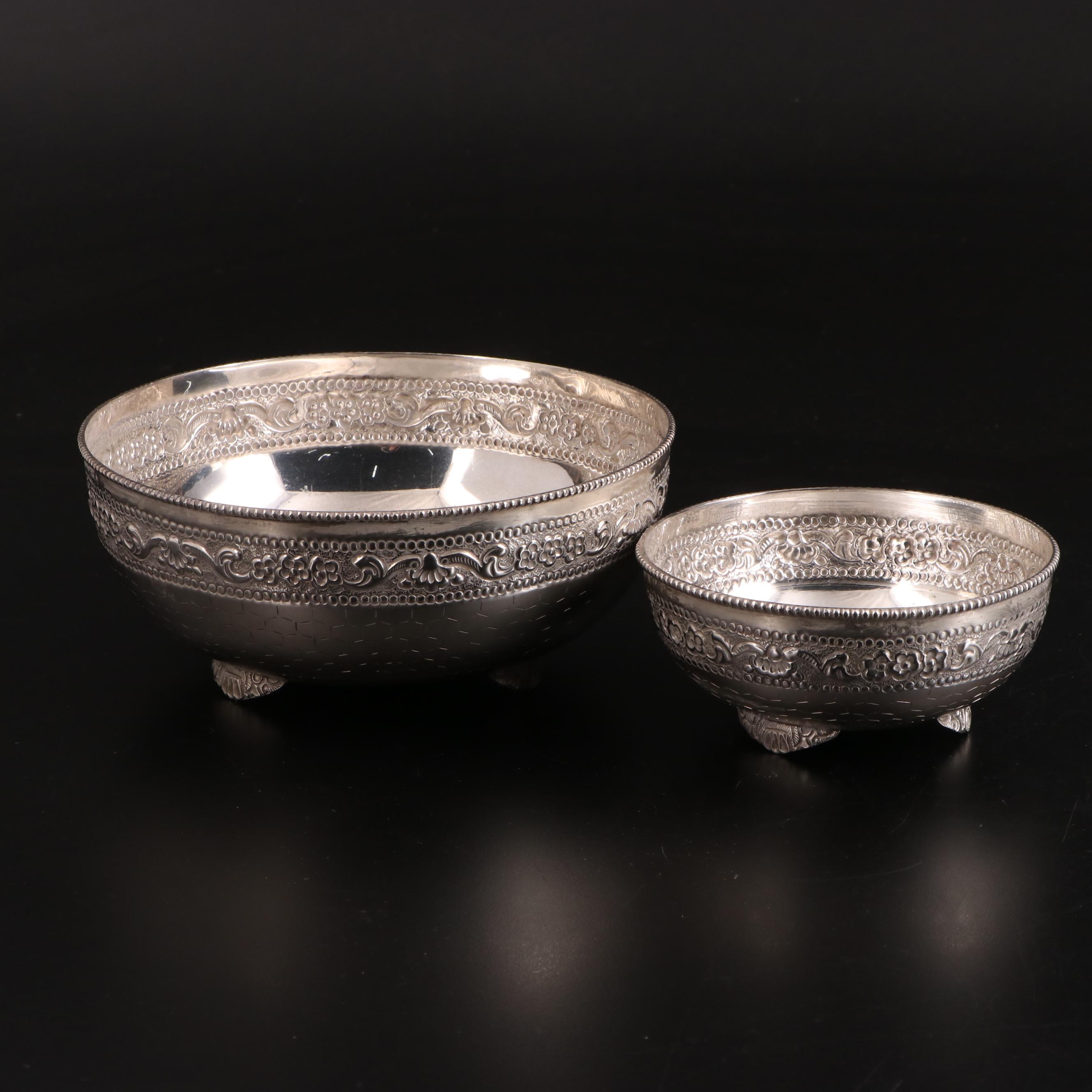 Indian 800 Silver Silver Serveware Collection with Sterling Silver Tray ...