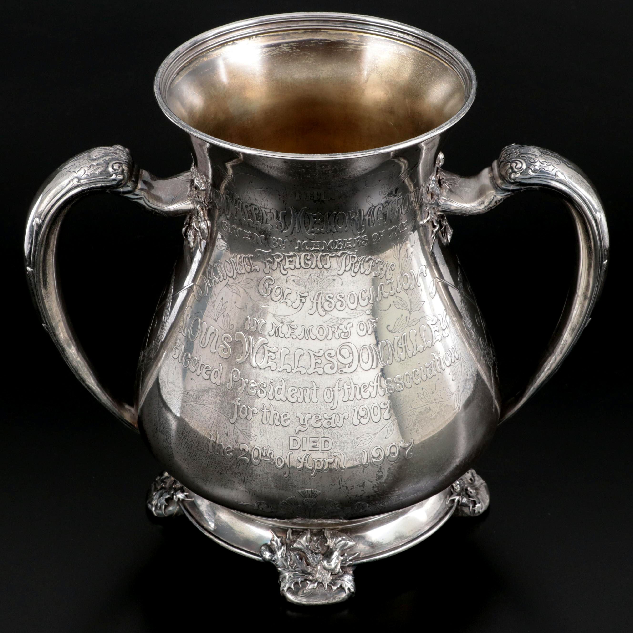 Tiffany & Co. Art Nouveau Sterling Silver Loving Cup Golf Trophy, circa ...