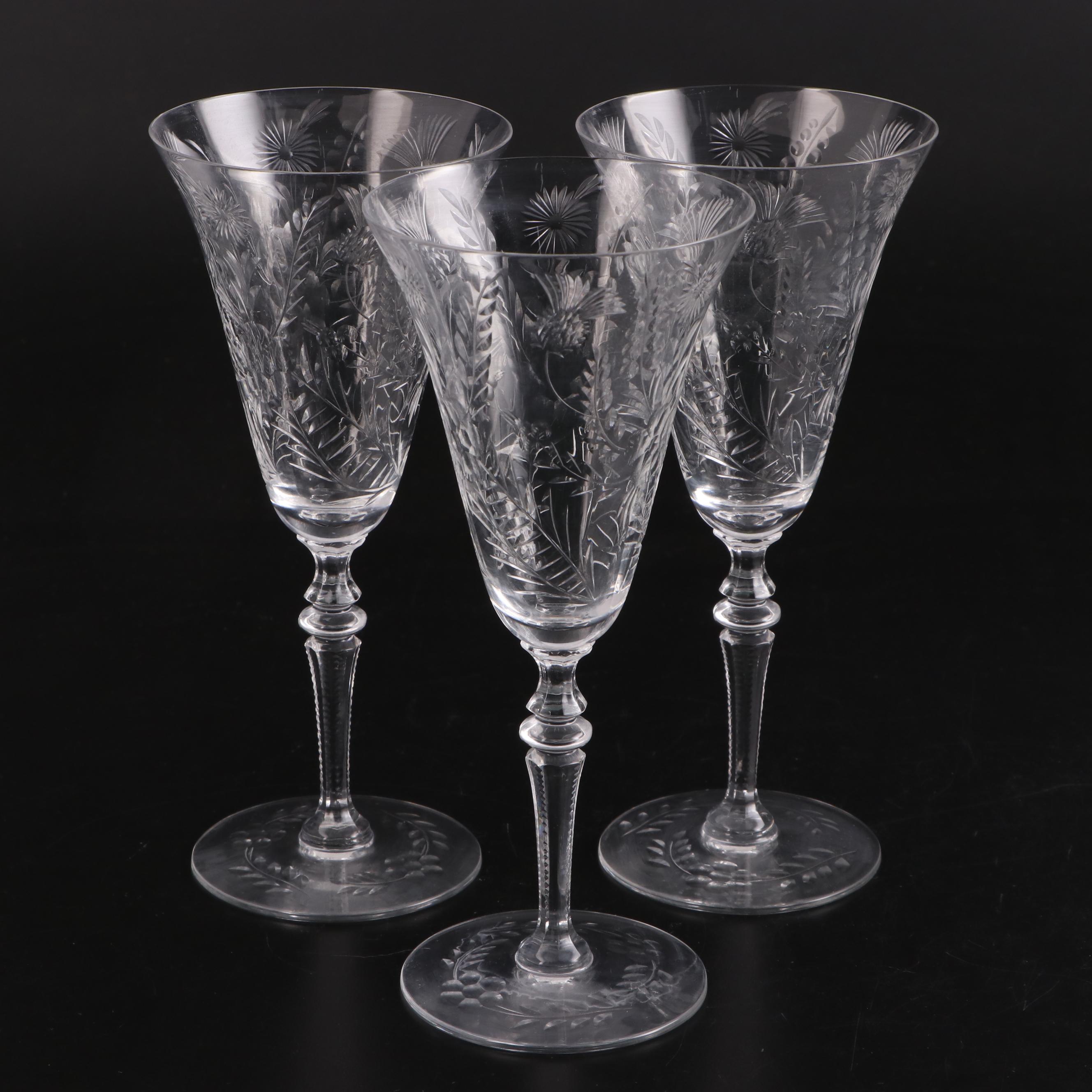 Seneca "Thistle" Cut Crystal Water Goblets, Early to Mid-20th Century ...