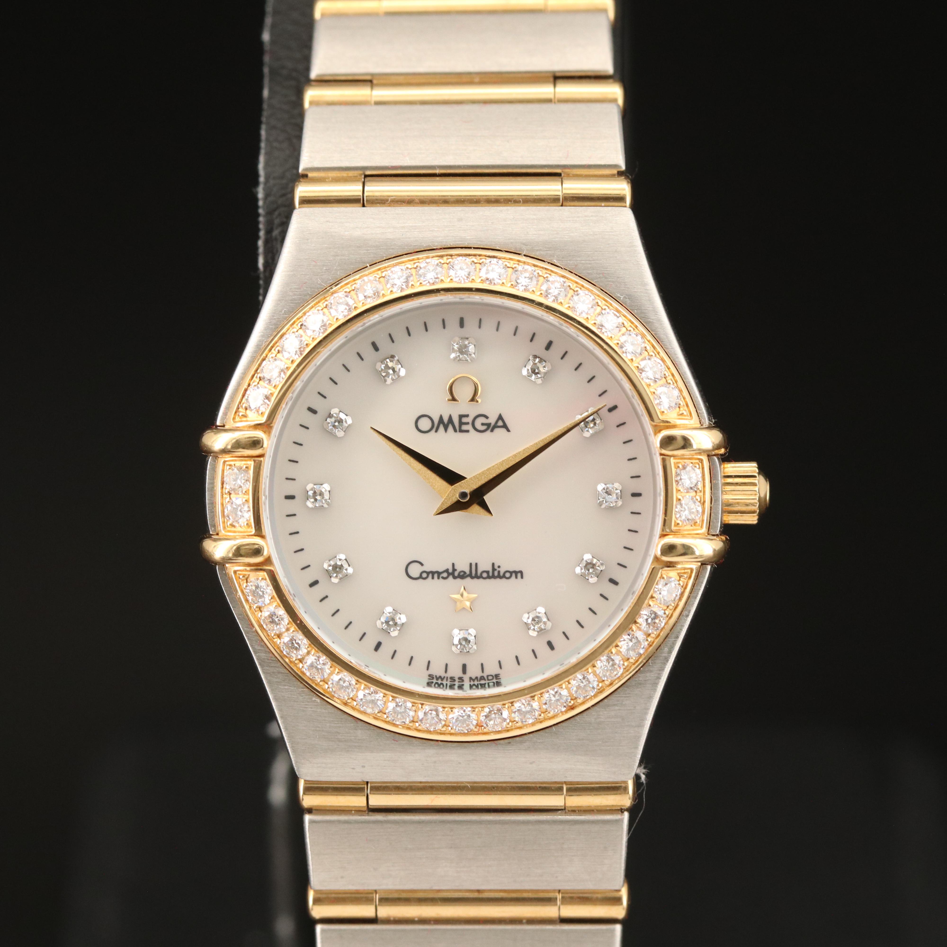 18K and Stainless Steel Omega Constellation Diamond Dial and Bezel ...