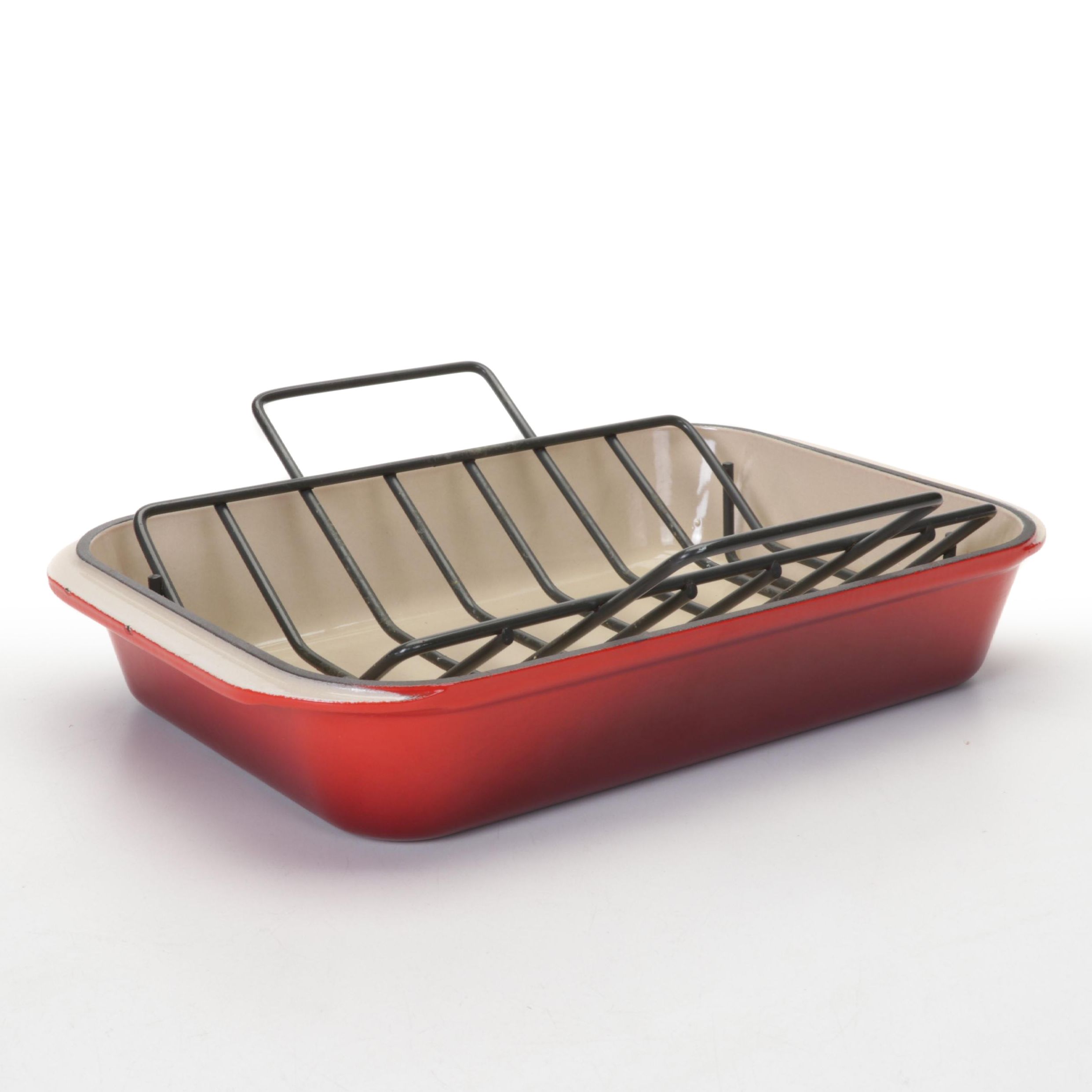 Le Creuset Cerise Enameled Cast Iron Roaster and Rack | EBTH