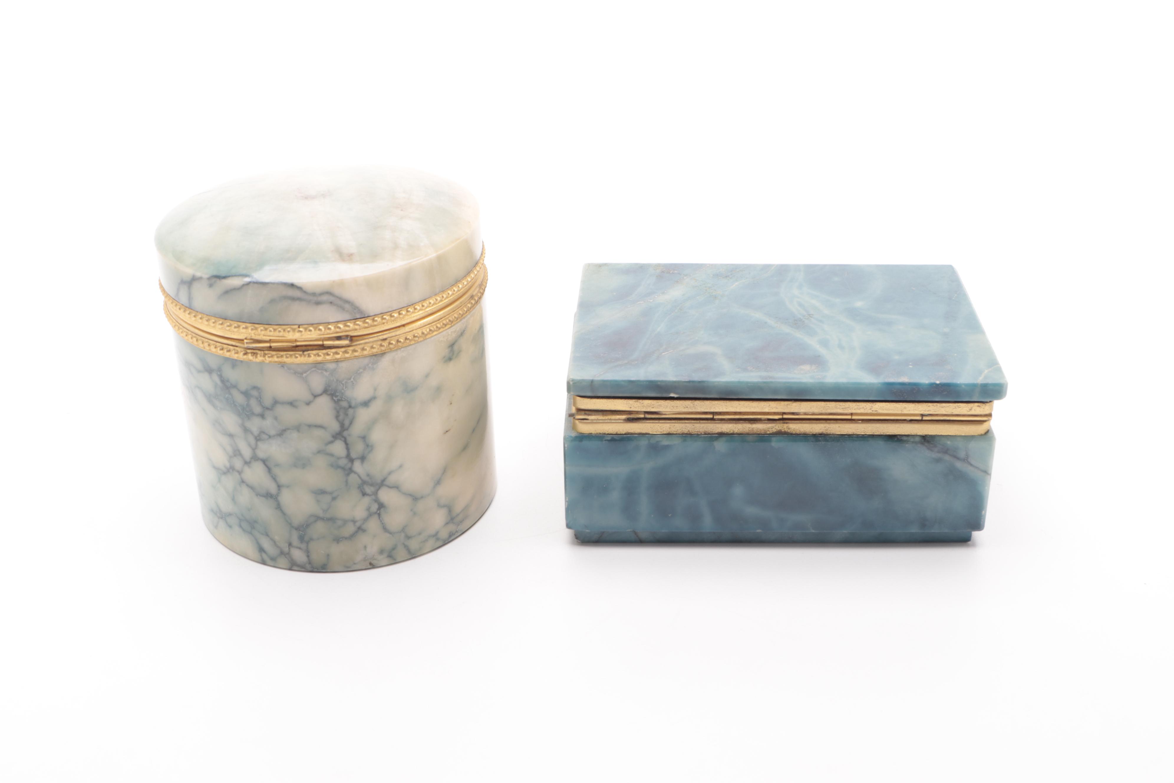 Hand-Carved Italian Alabaster Hinged Boxes | EBTH