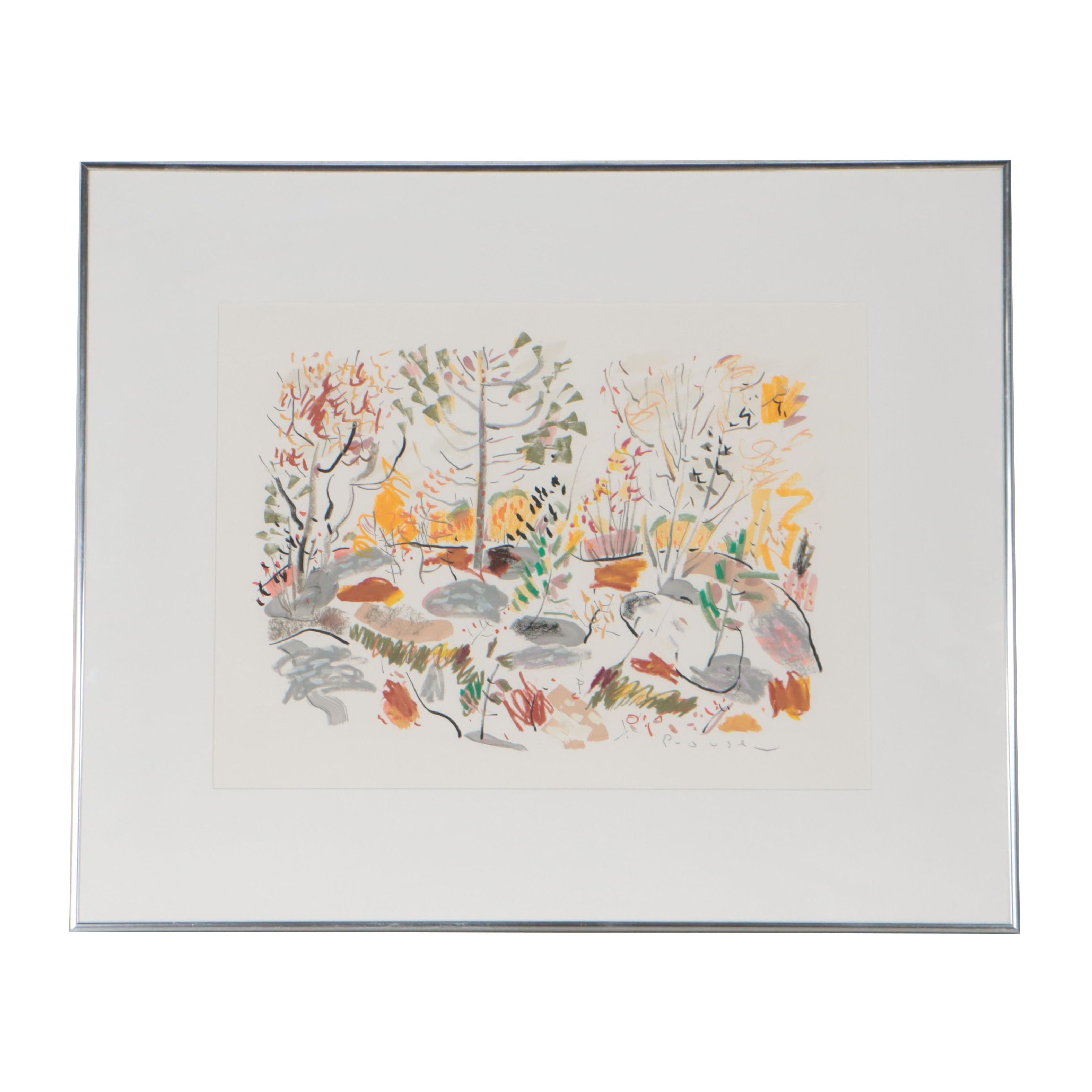 Rod Prouse Forest Landscape Mixed Media Painting, Circa 1970 | EBTH