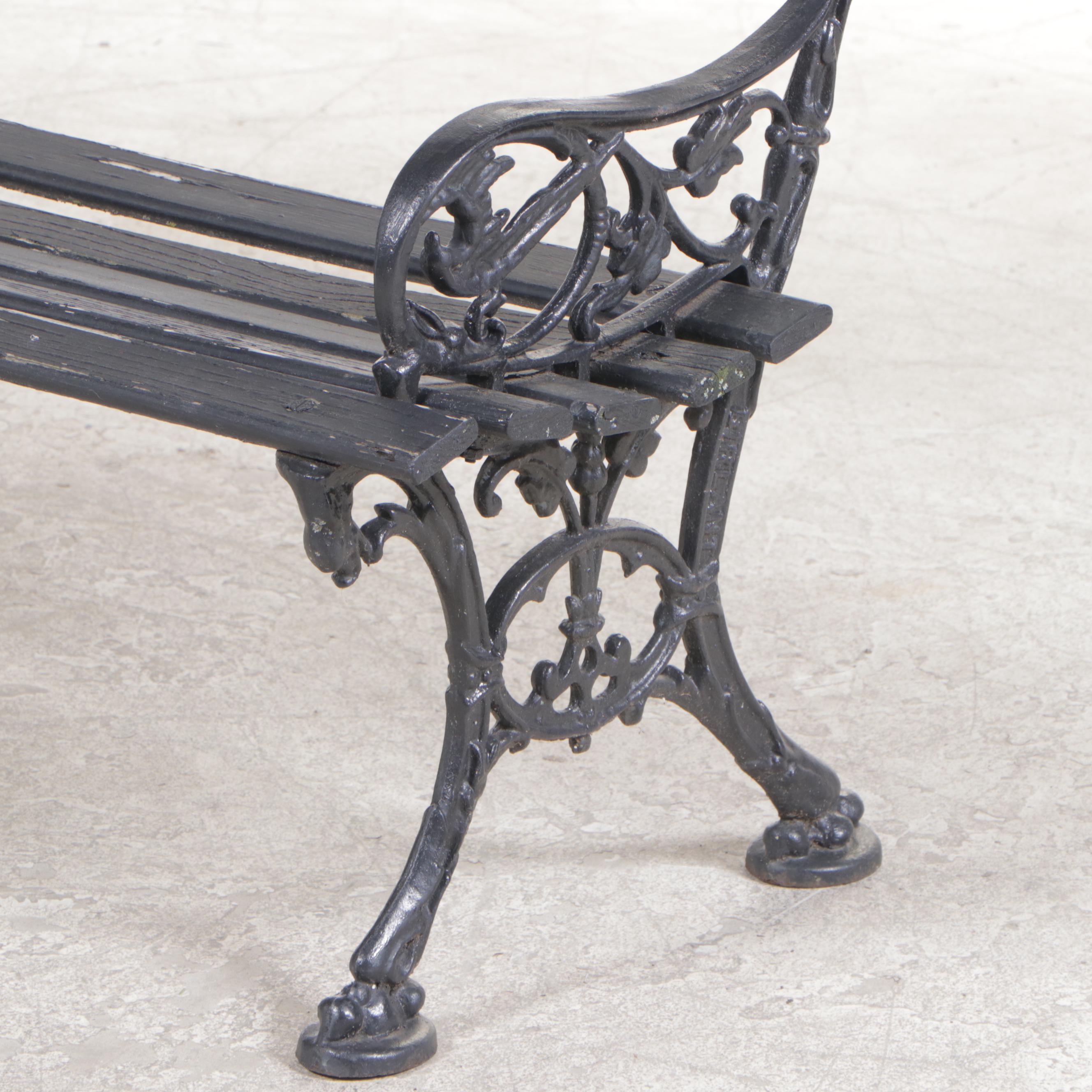 Charleston Battery "Birlant" Cast Iron and Slatted Wood Garden Bench | EBTH