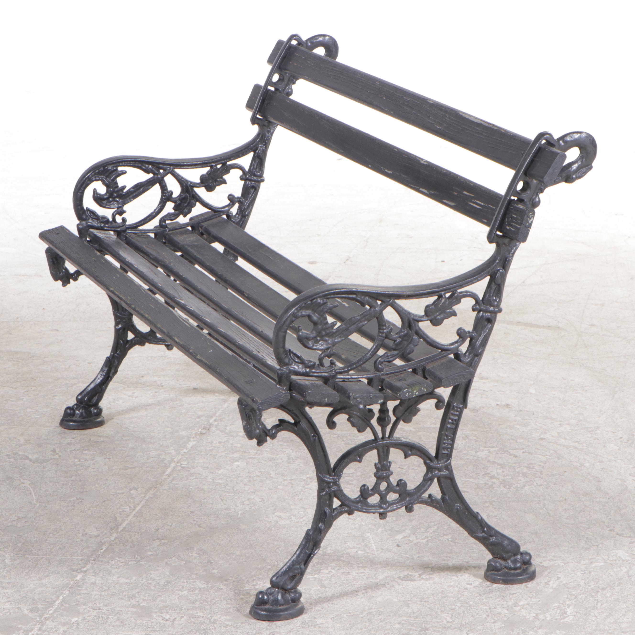 Charleston Battery "Birlant" Cast Iron and Slatted Wood Garden Bench | EBTH