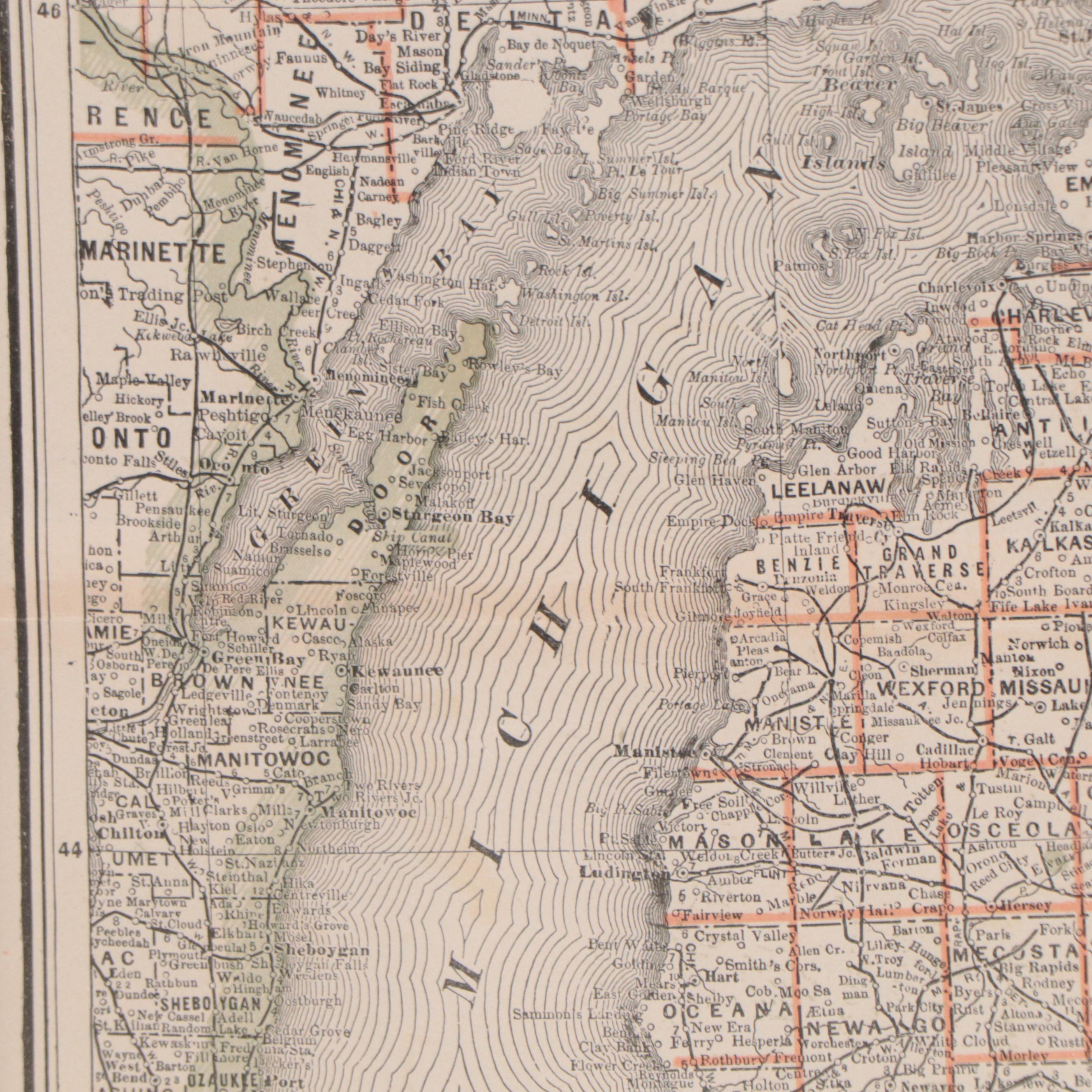 Wax Engraving Map of Michigan, Circa 1890 | EBTH