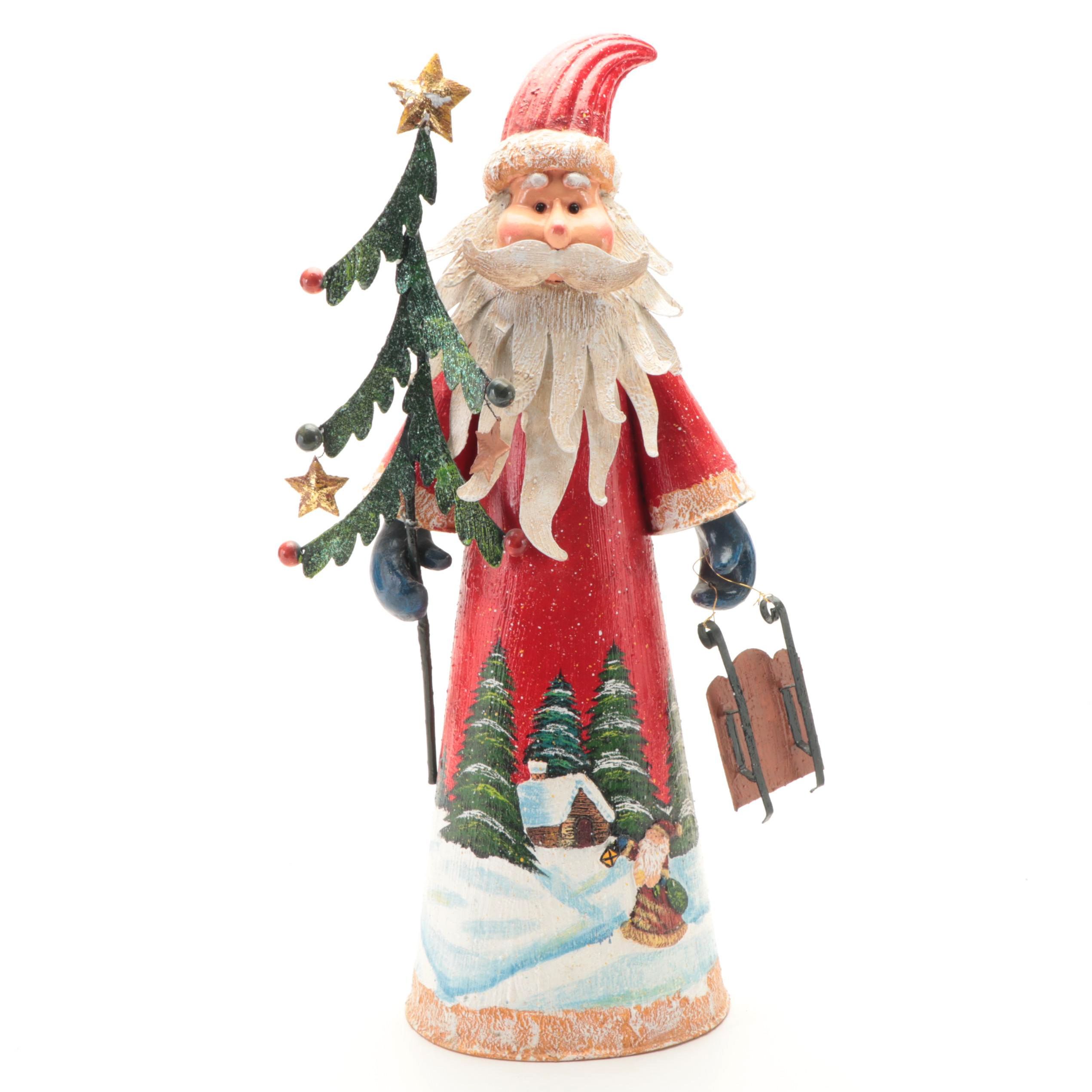 Painted Metal Santa Claus Table Décor | EBTH