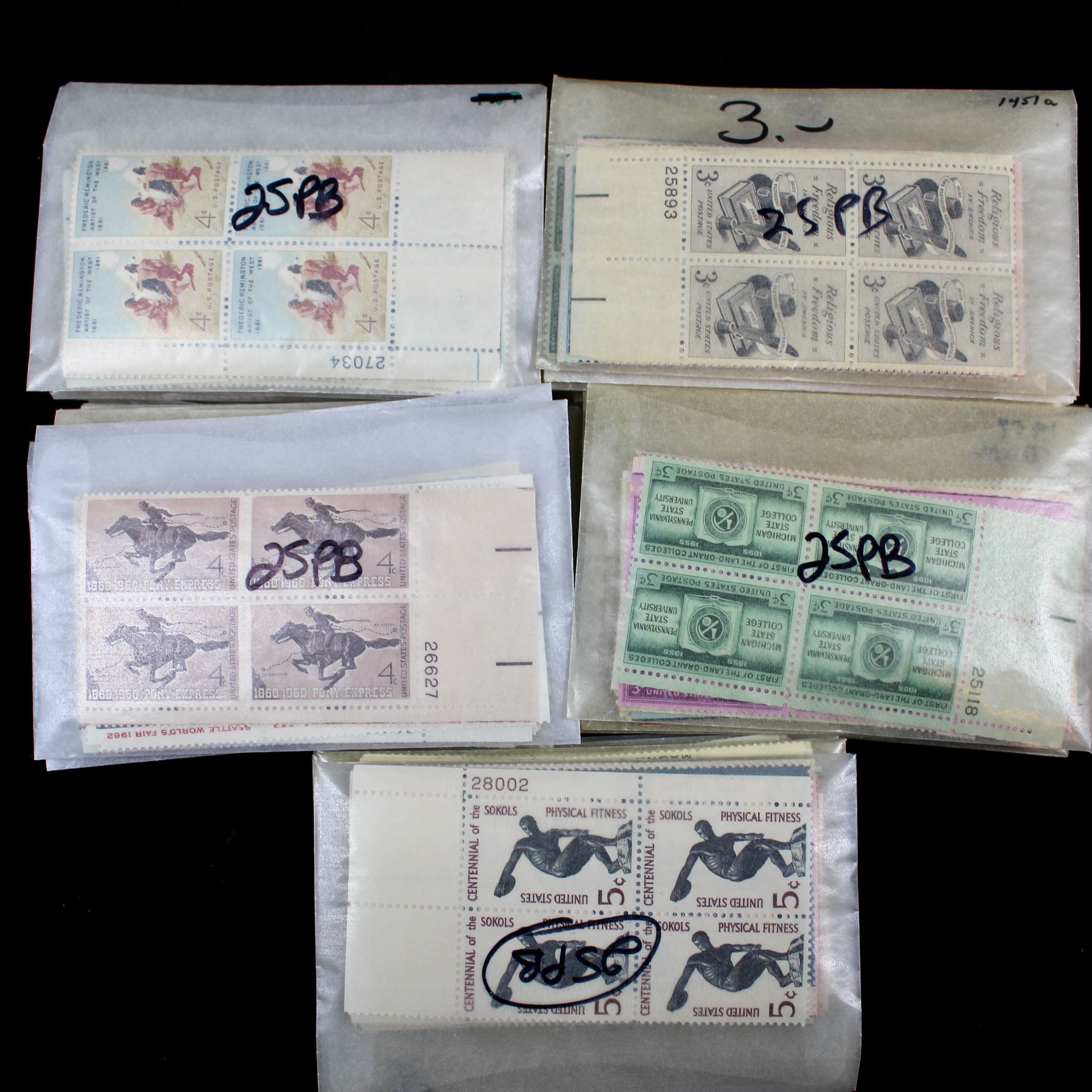 1250 U.S. Postage Stamp Plate Blocks, 1940s-1960s | EBTH