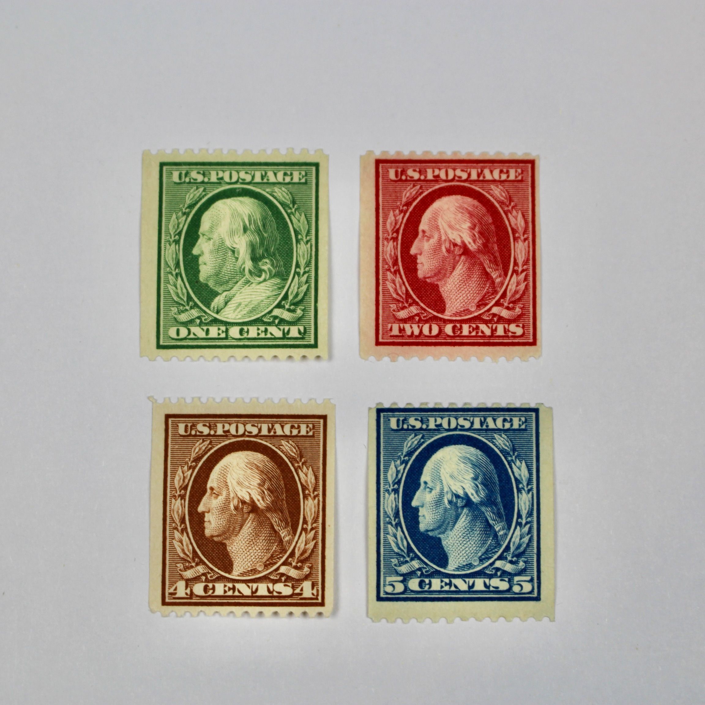 Four Mint Condition Perf 12 Horizontal Postage Stamps, 1908 to 1910 ...