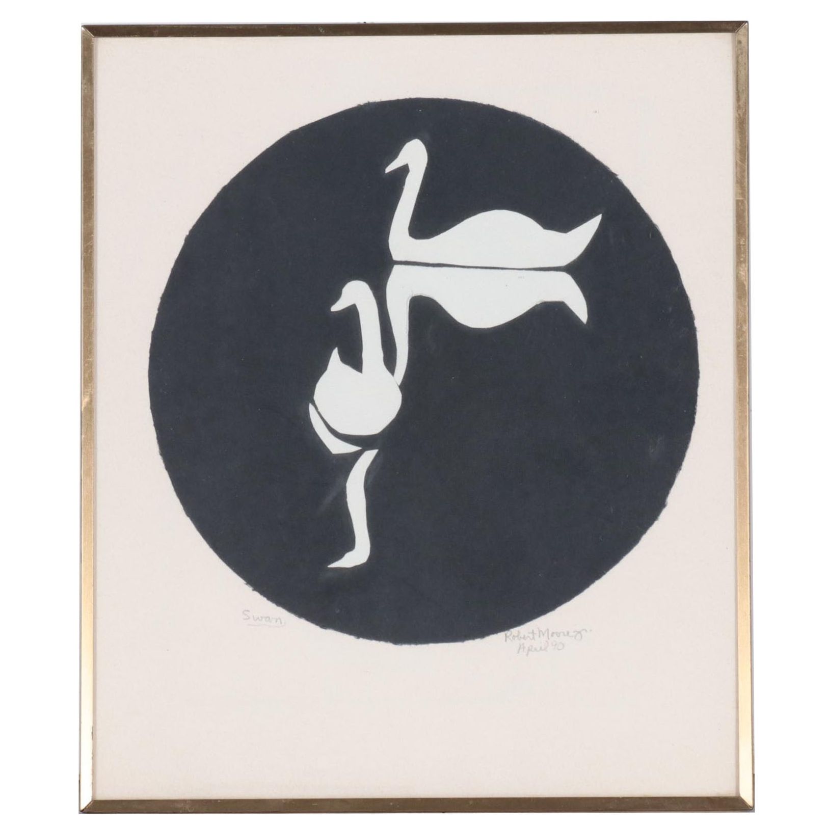 Robert Moore Jr. Paper Cutout Composition "Swan," 1990 | EBTH