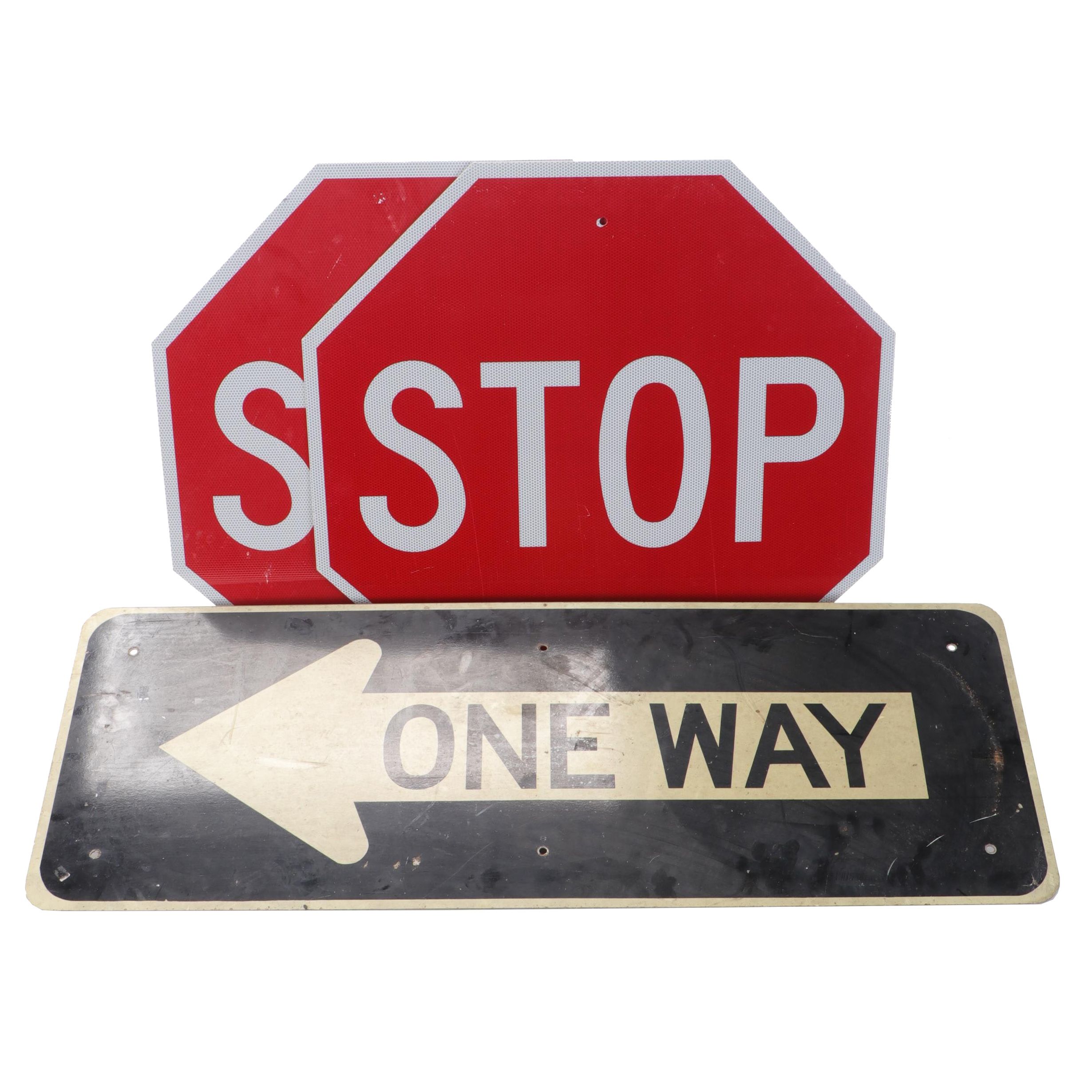 One Way and Stop Metal Street Signs | EBTH