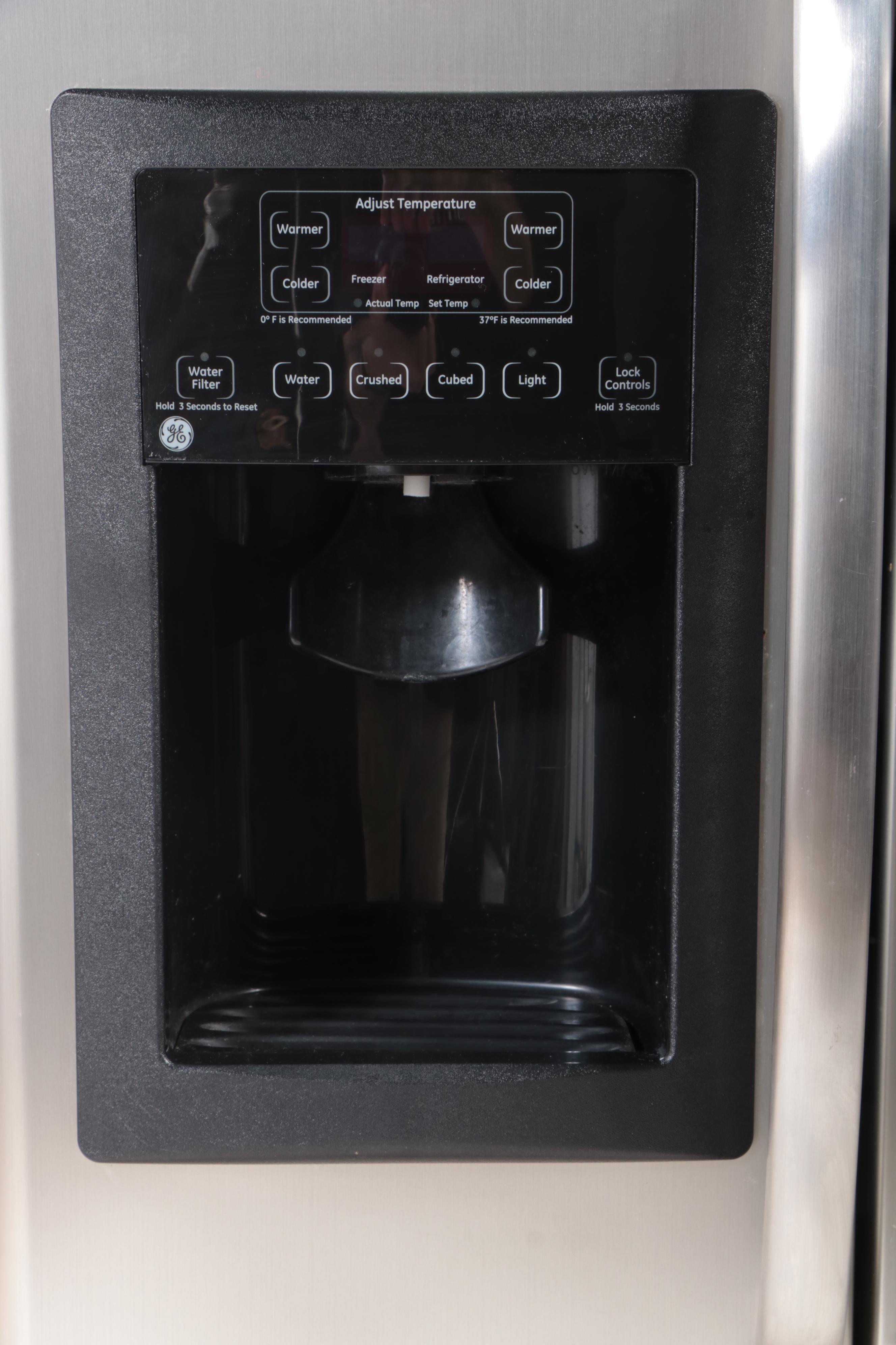 GE 21.9 Cu. Ft. Stainless Side-By-Side Refrigerator with Indoor Ice ...