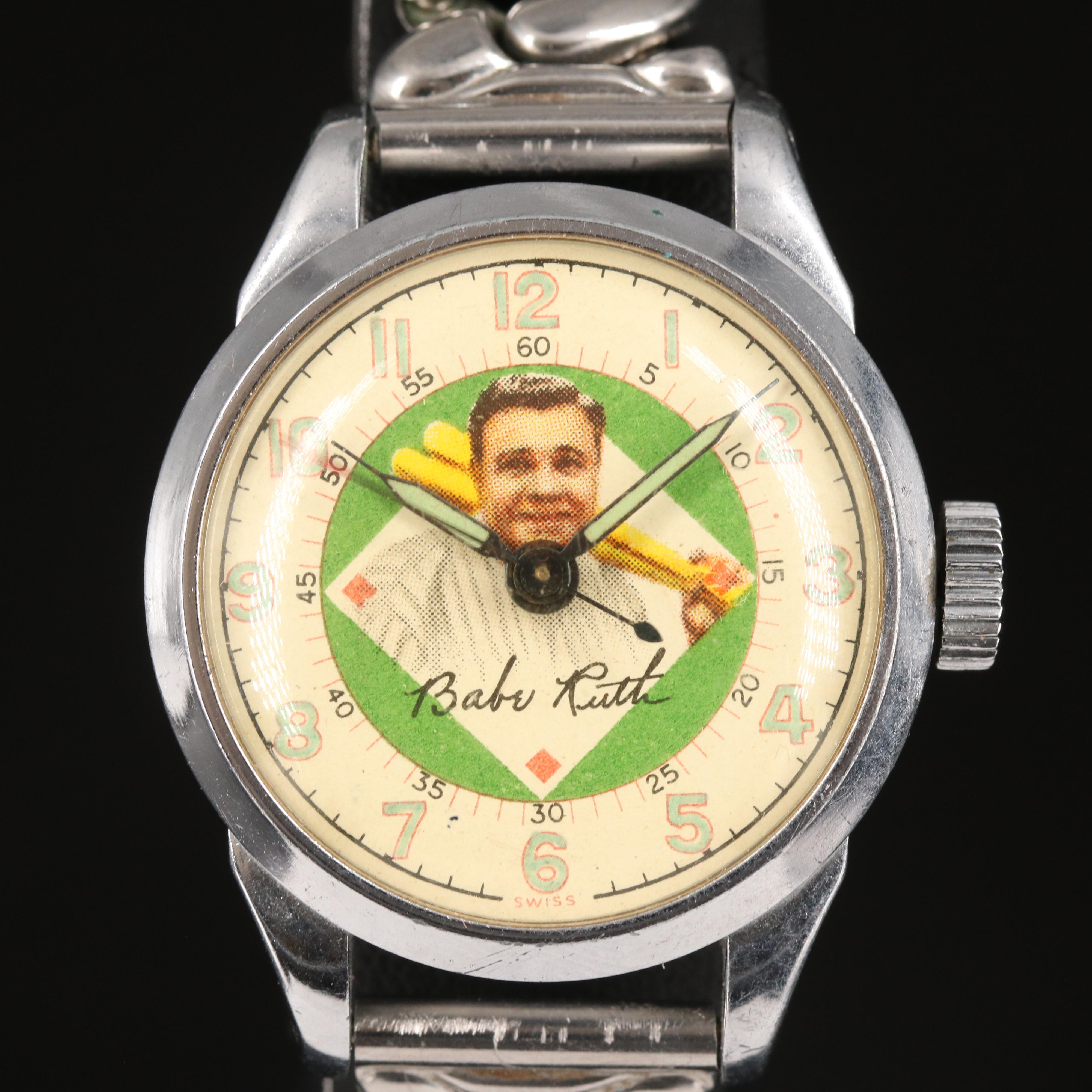 Vintage Swiss Babe Ruth Stem Wind Watch | EBTH