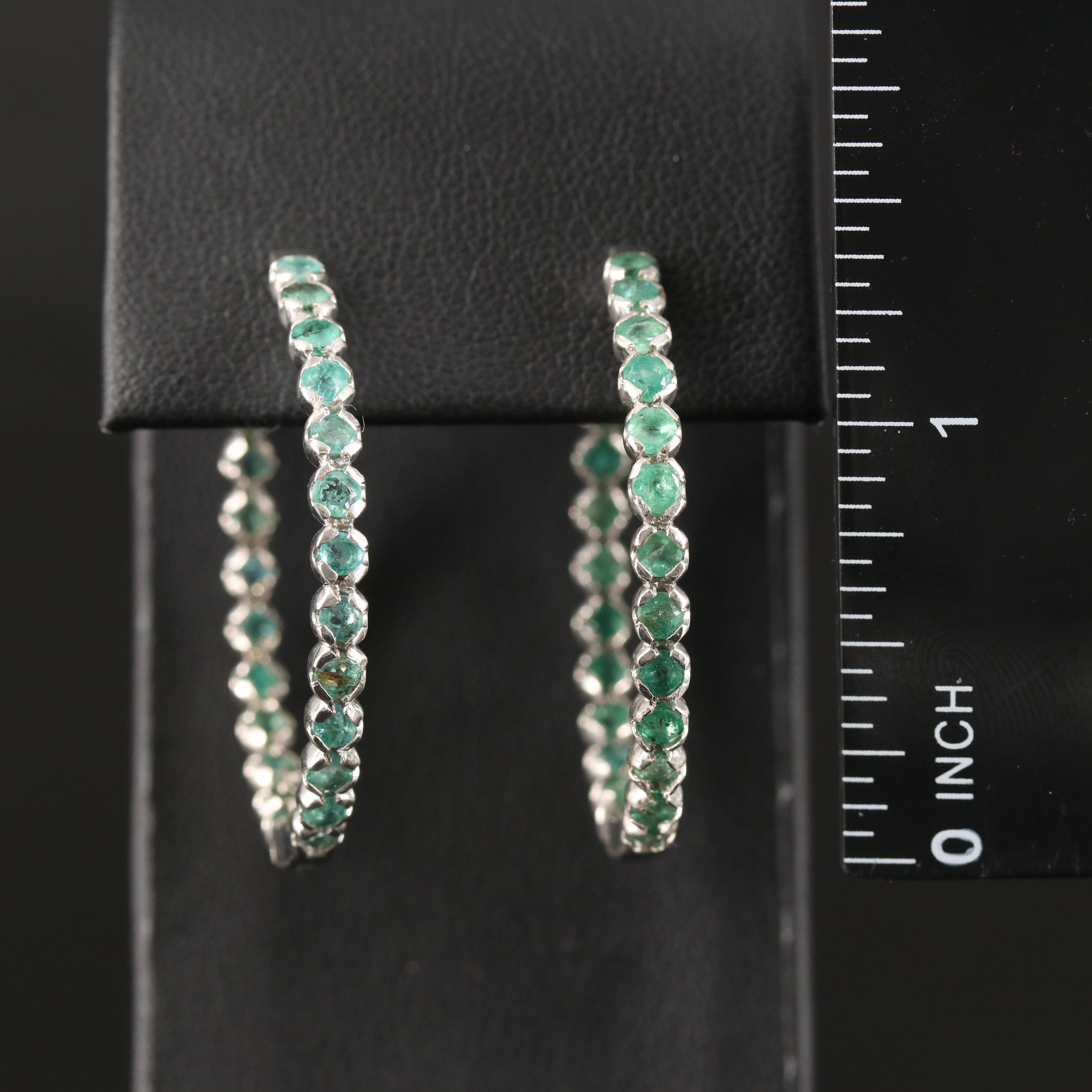 Sterling Emerald Inside-Out Hoop Earrings | EBTH