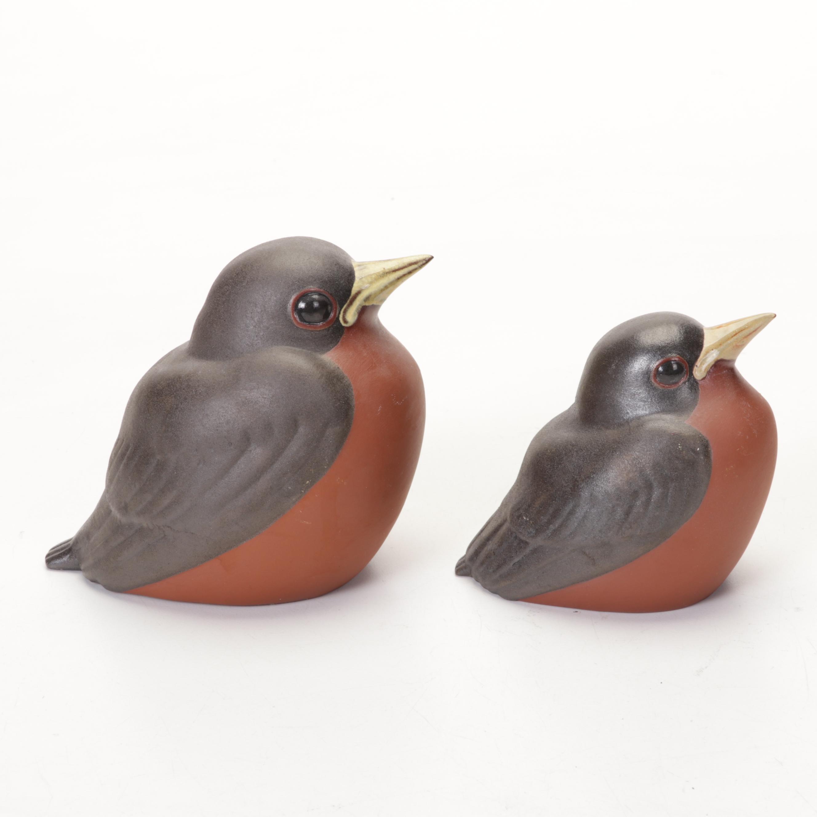 Nicodemus Ferro-Stone Art Pottery Robin Figurines, Mid to Late 20th ...