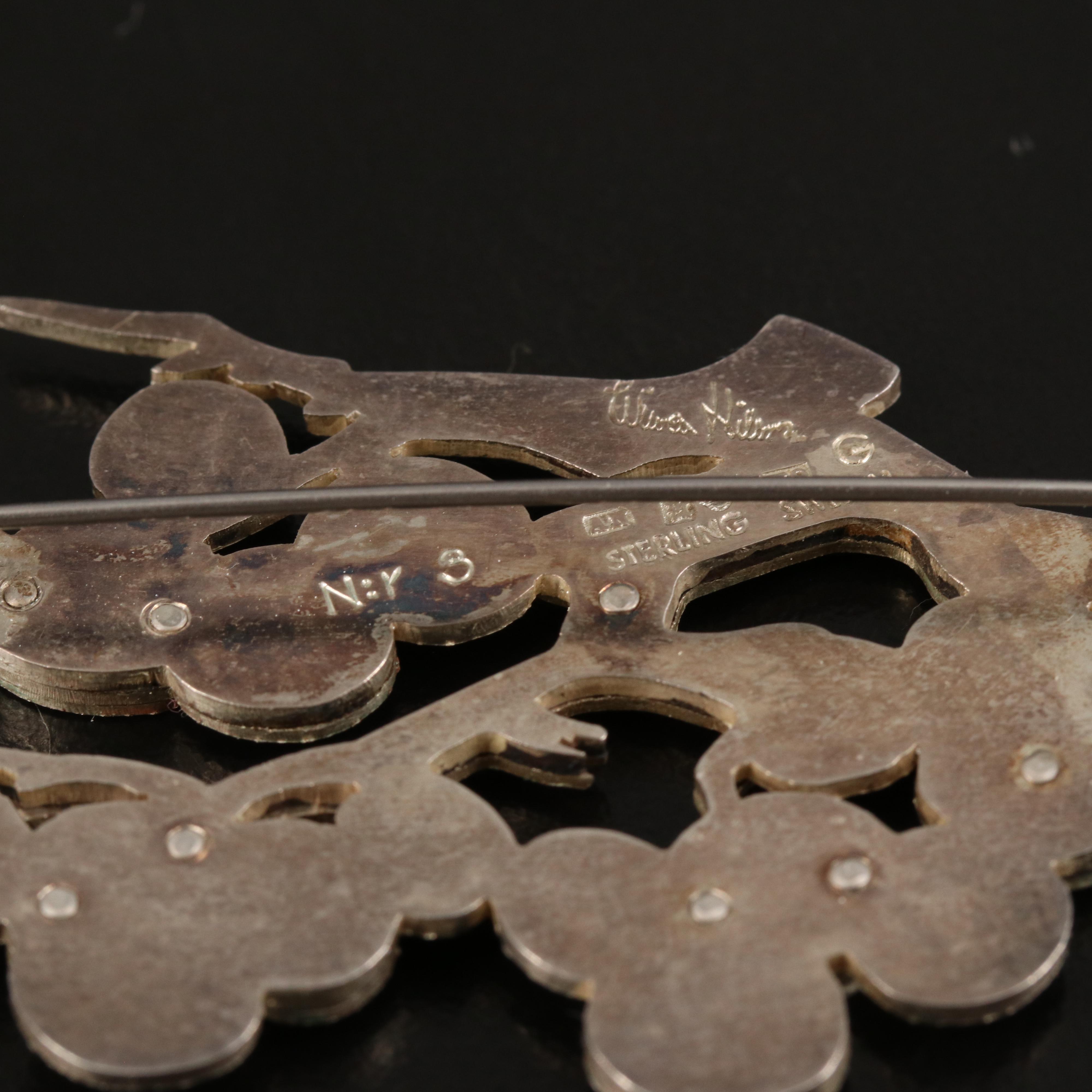 1960s Swedish Wiwen Nilsson Sterling Cherry Blossoms Brooch with ...